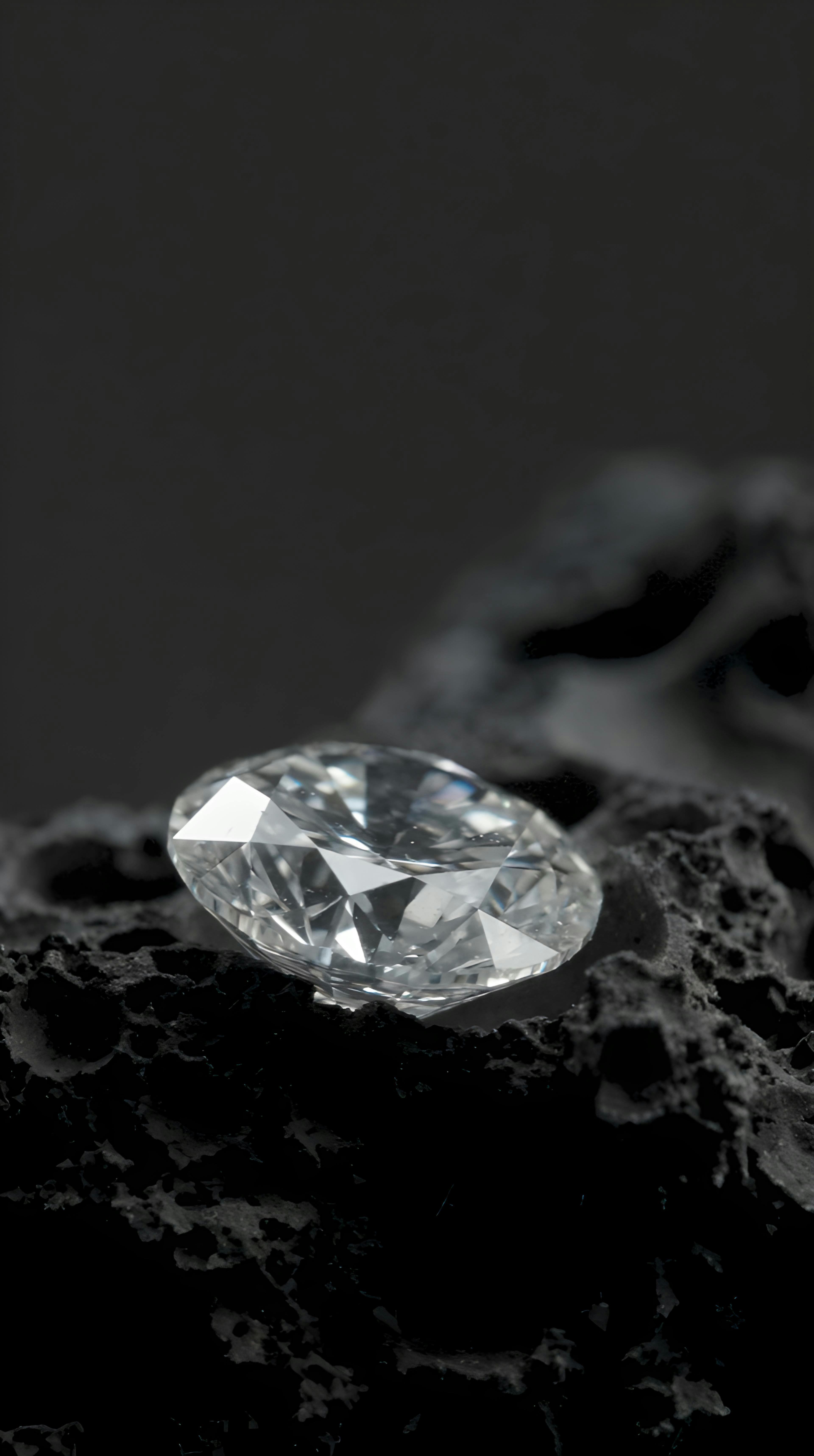 Sparkling Diamond on Dark Volcanic Rock Surface · Free Stock Photo