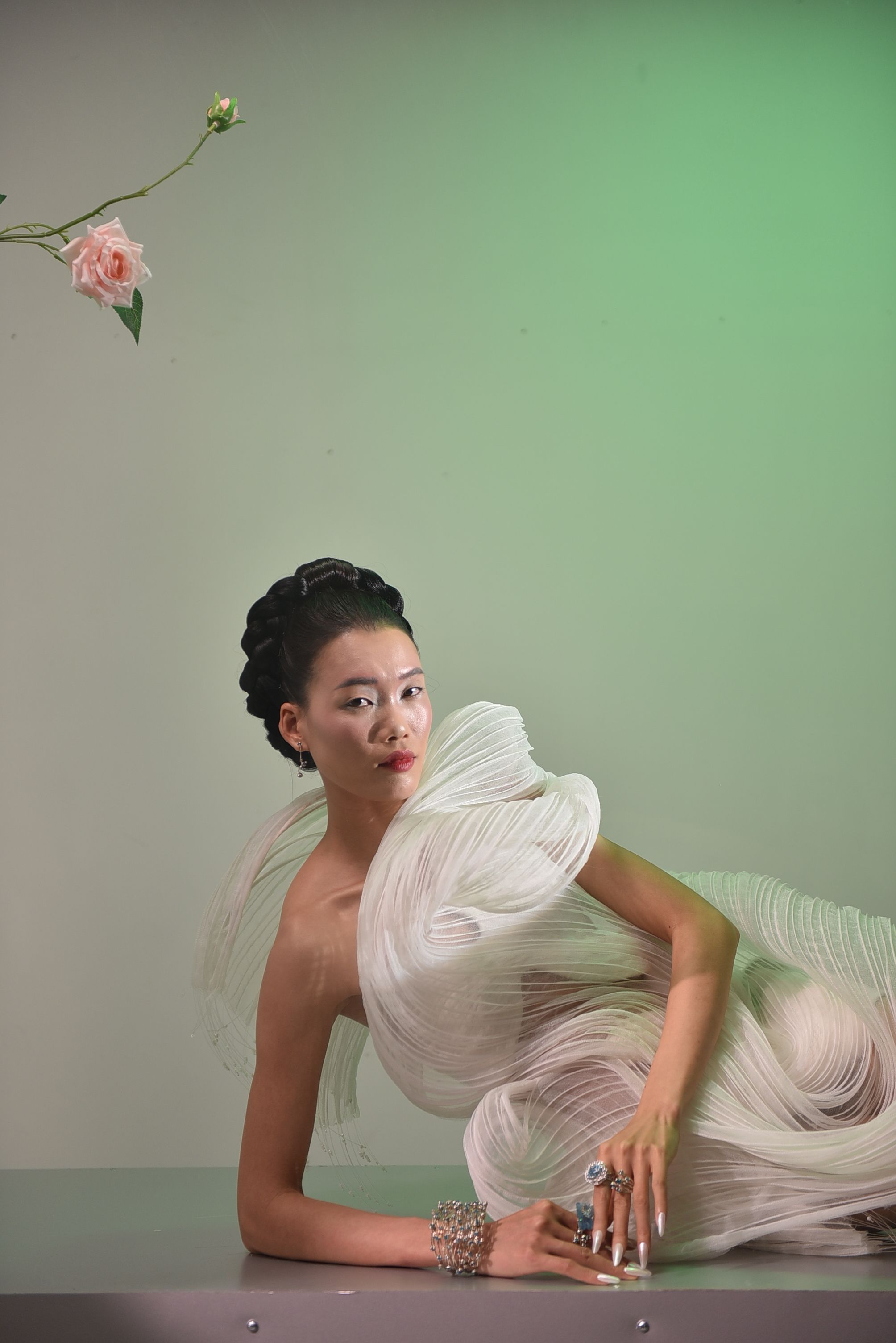 Elegant Fashion Portrait with Intricate Dress Design · Free Stock Photo