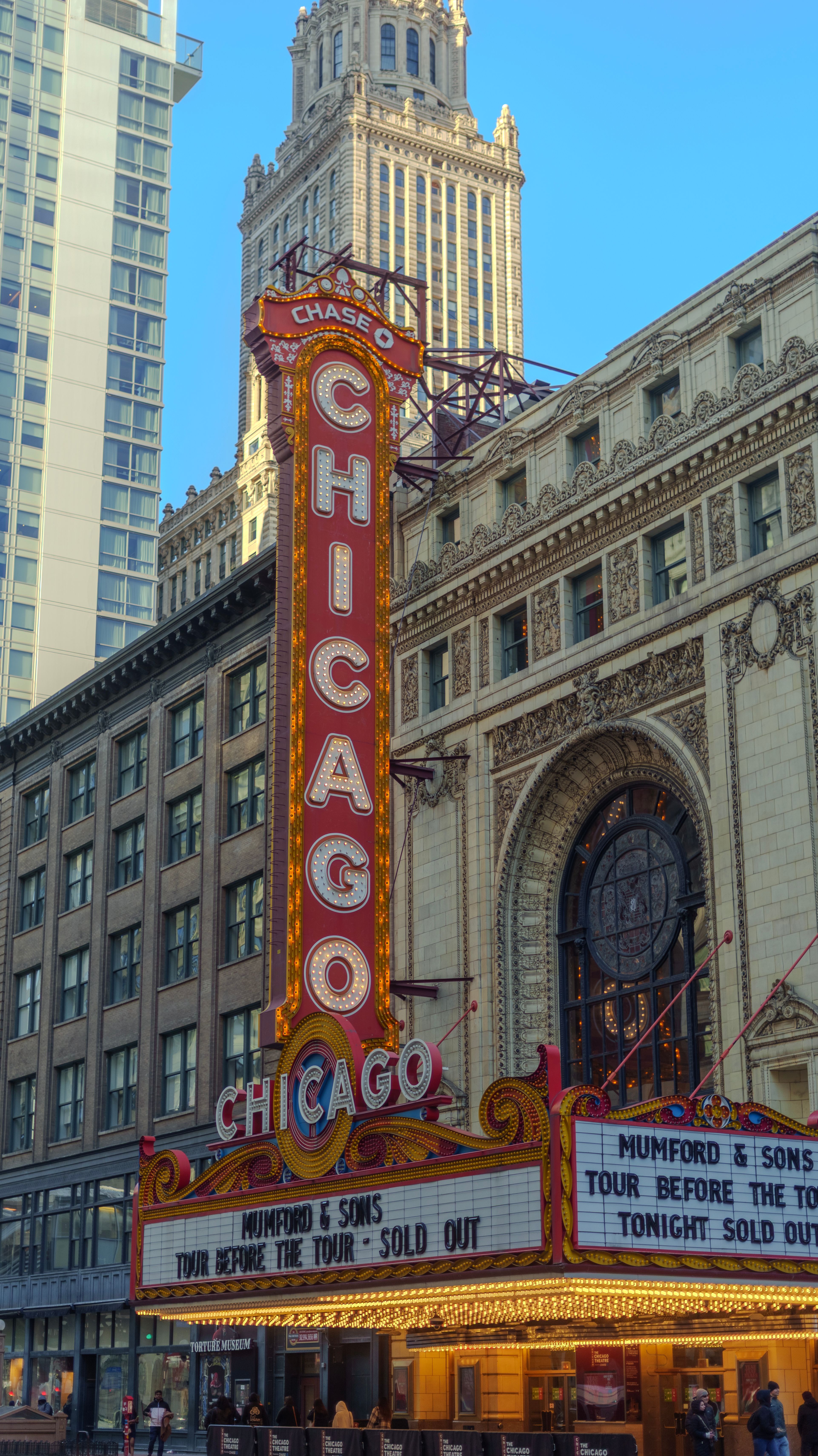Iconic Chicago Theater Sign with Marquee · Free Stock Photo