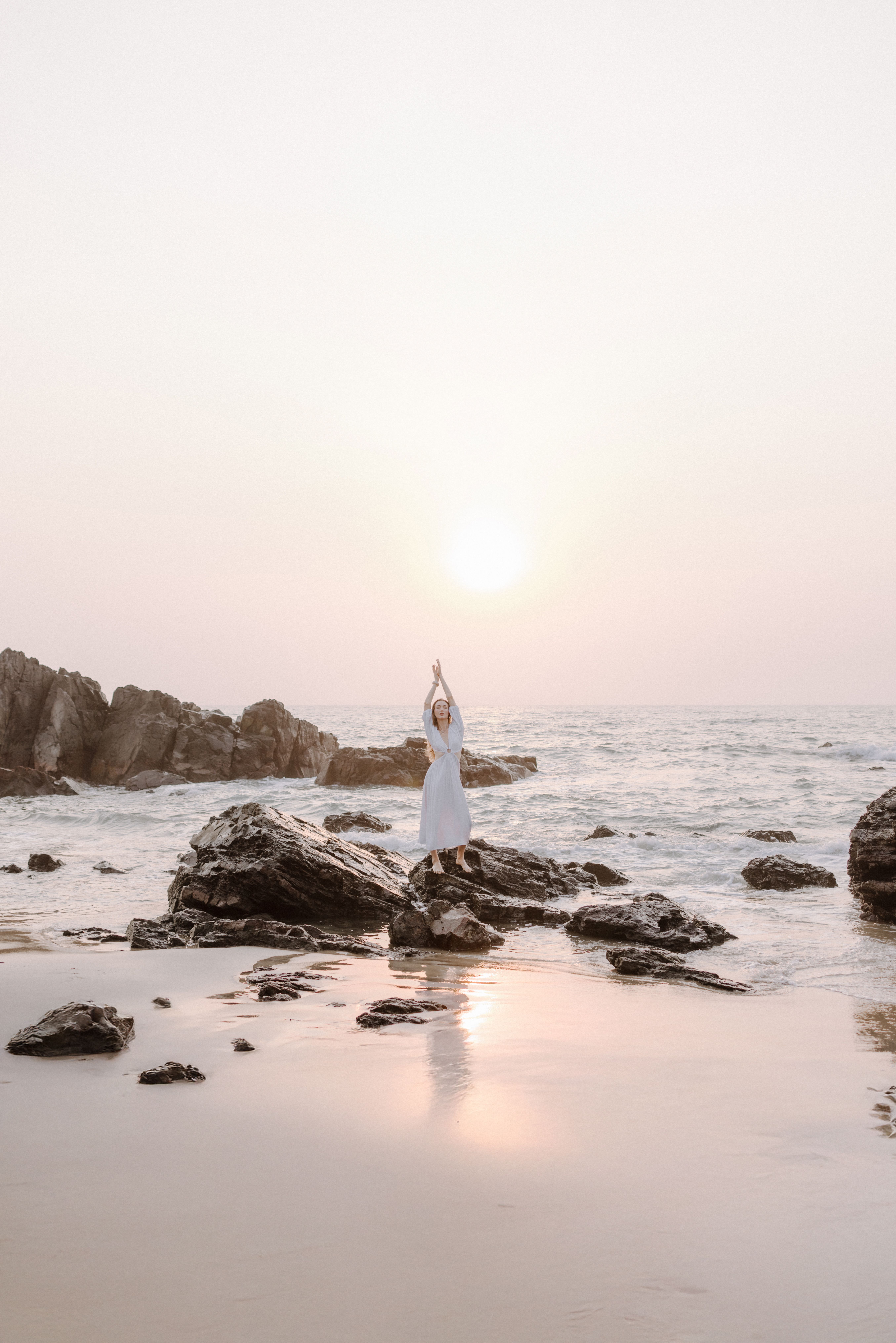 Serene Beach Meditation at Sunset · Free Stock Photo