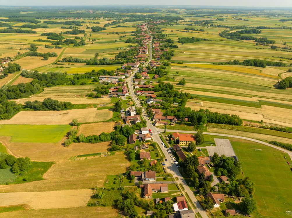 Aerial View of Velika Trnovitica Countryside · Free Stock Photo