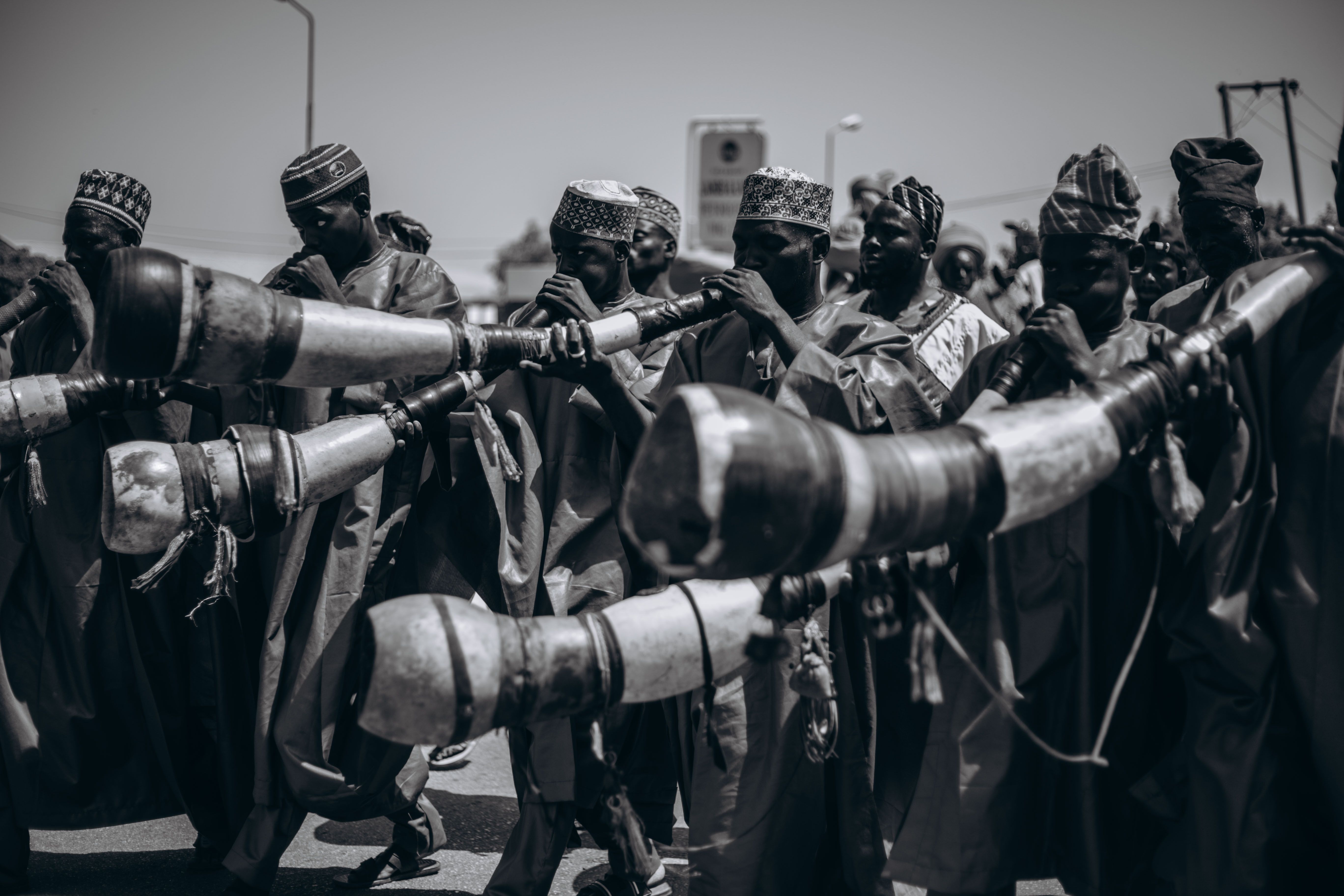 Traditional African Horn Players in Street Parade · Free Stock Photo