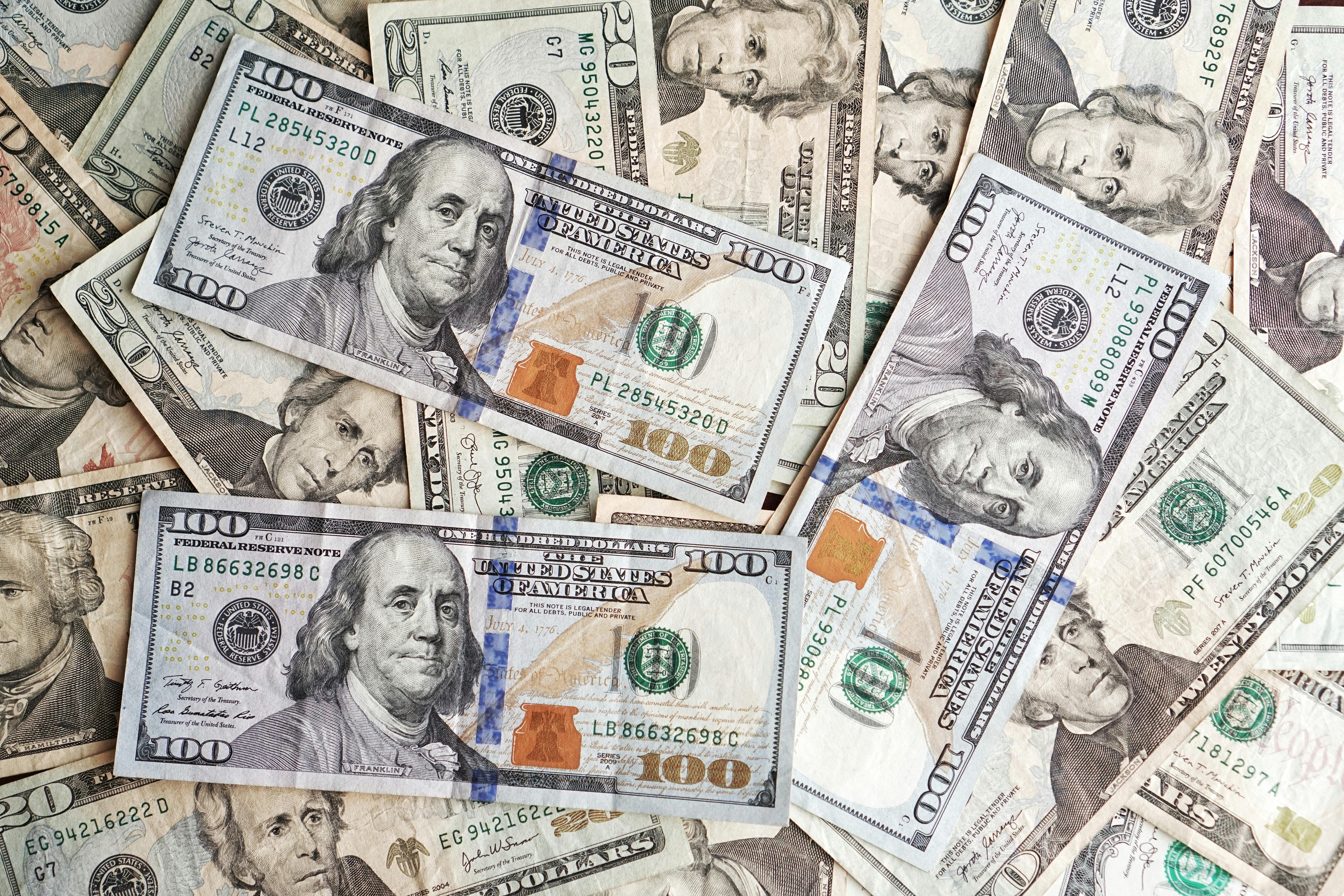 US Dollar Banknotes Stack and Pile Background · Free Stock Photo