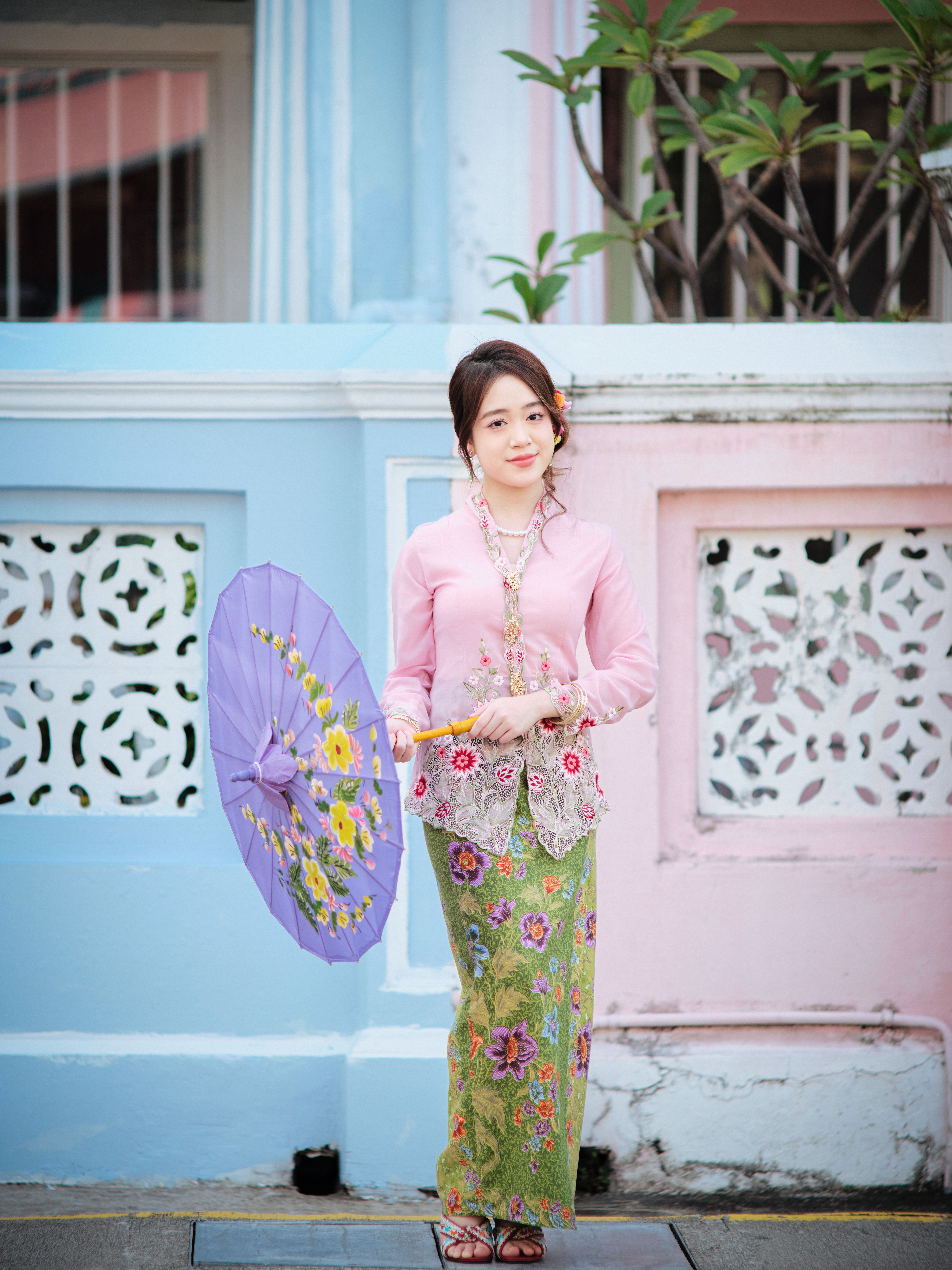 Traditional Southeast Asian Dress with Parasol · Free Stock Photo