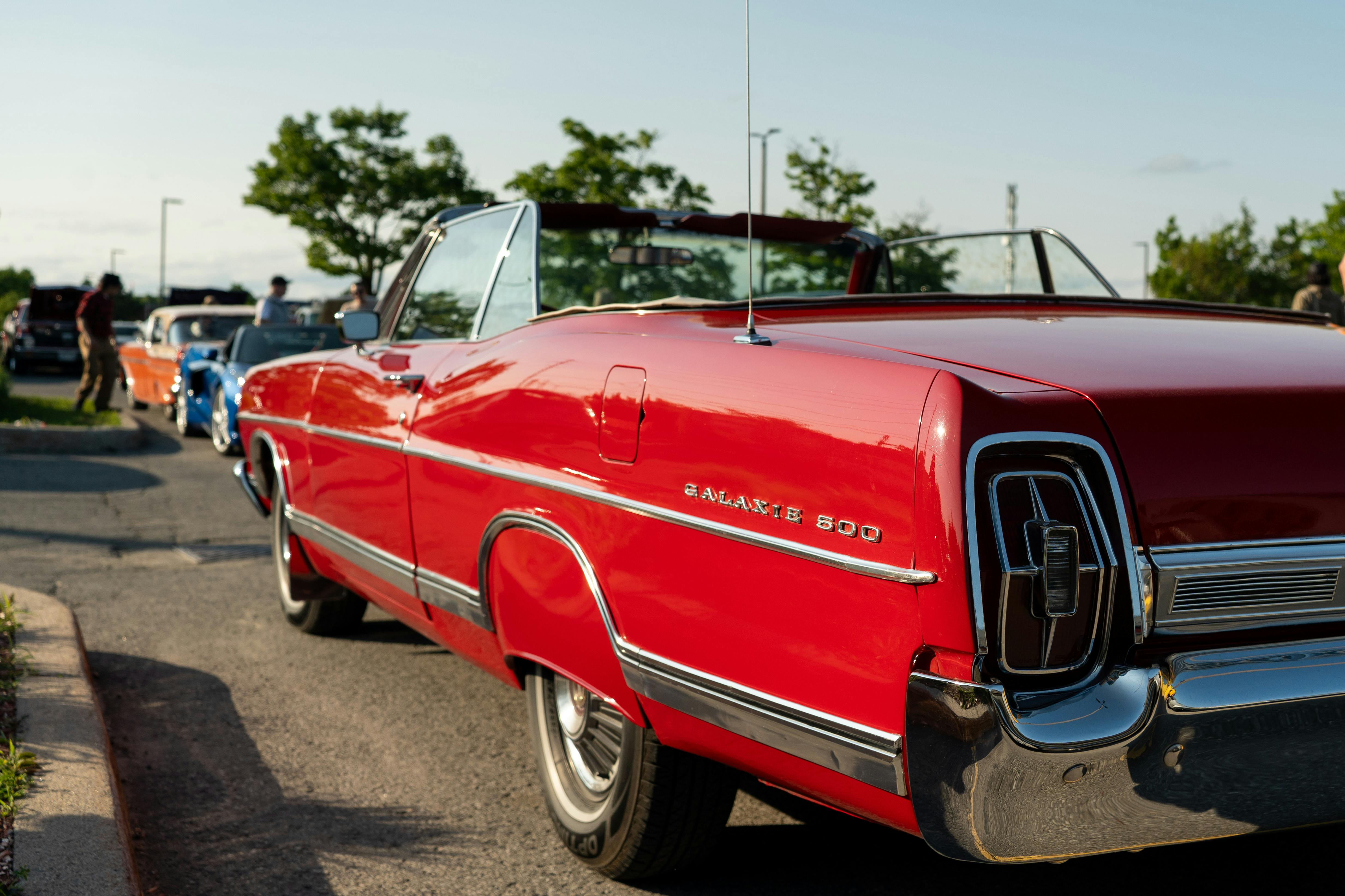 Classic Red Galaxie 500 Convertible at Sunset · Free Stock Photo