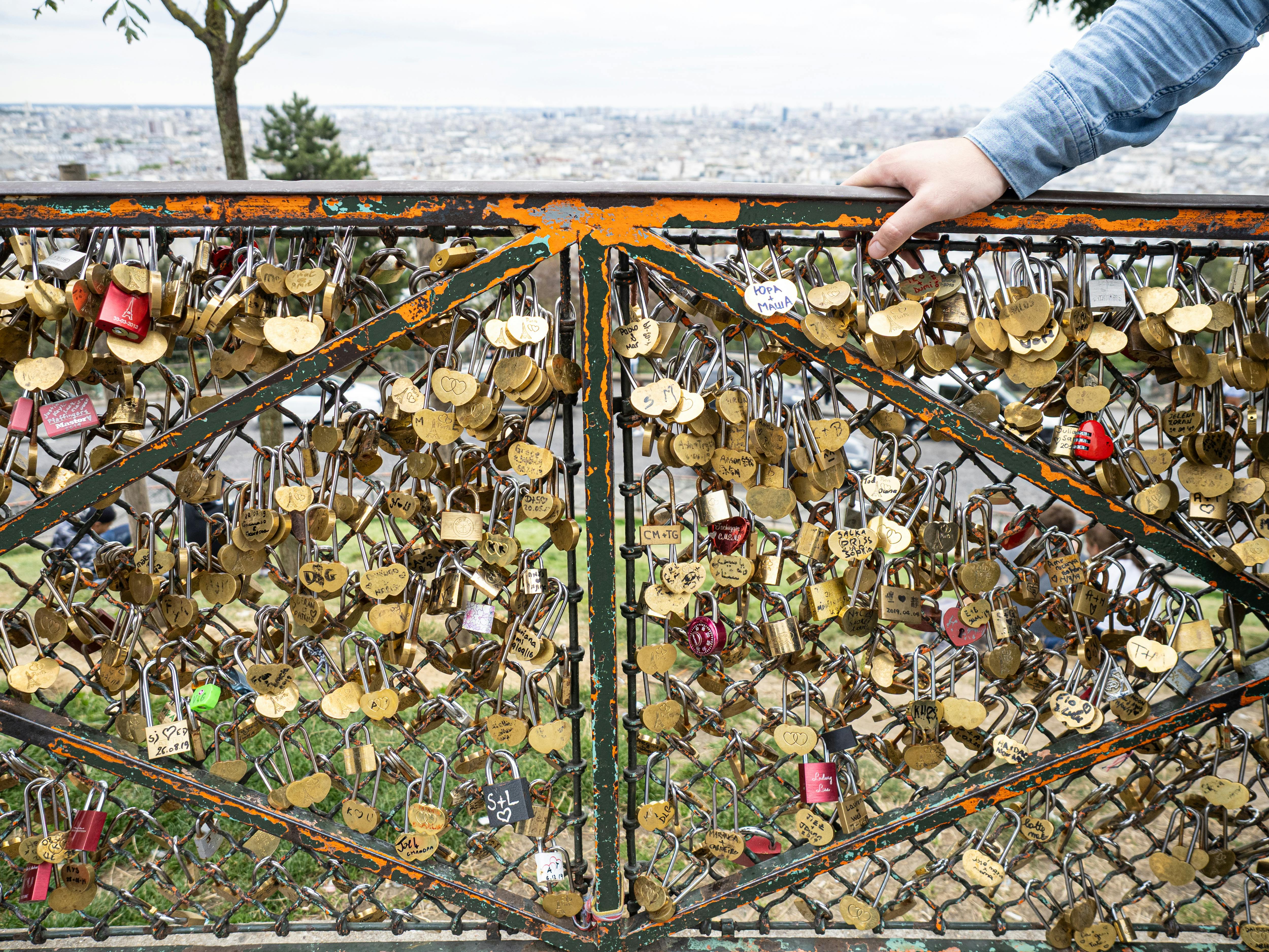 Love Locks on Fence Overlooking Paris Cityscape · Free Stock Photo