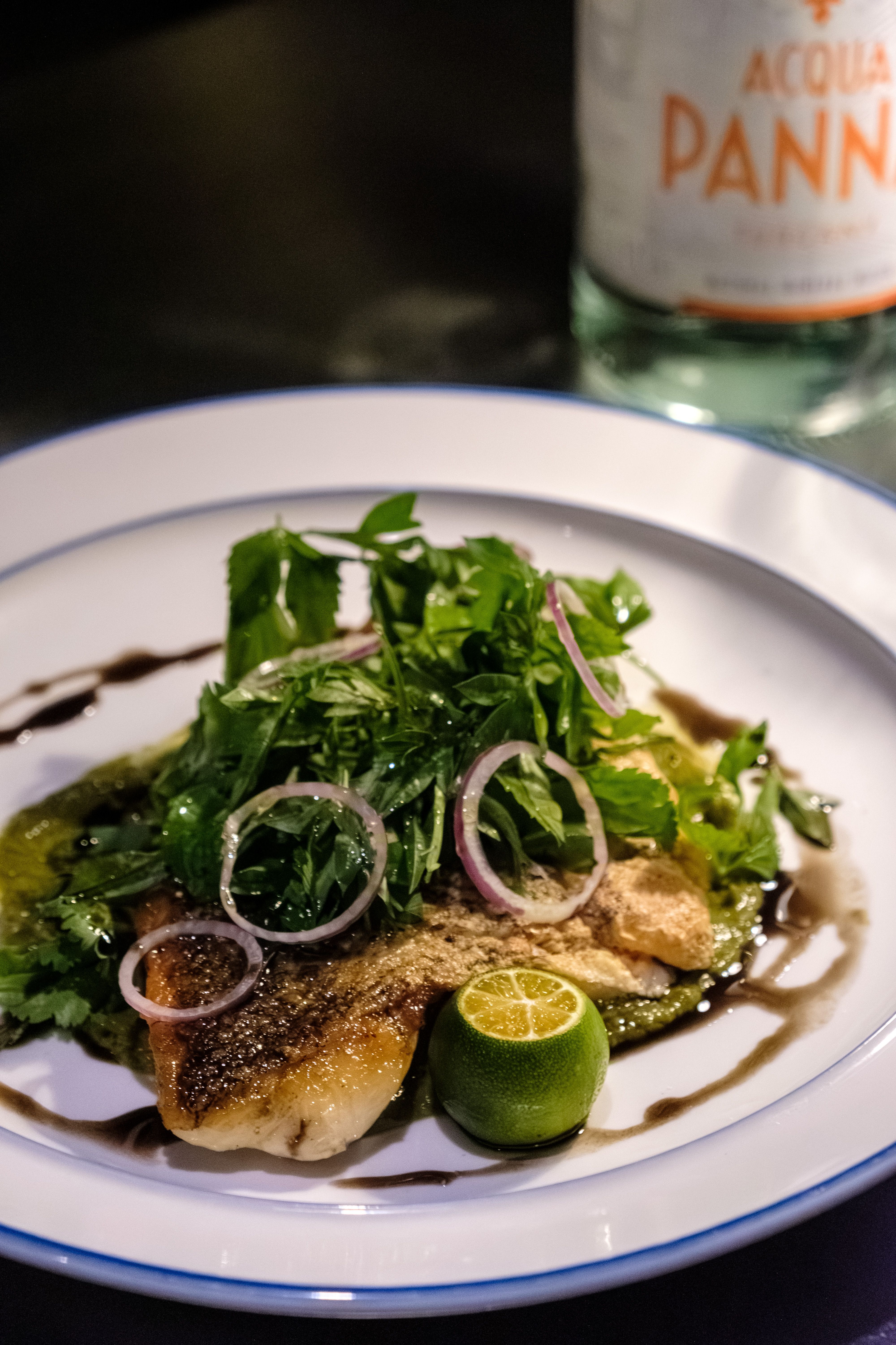 Gourmet Grilled Fish Dish with Lime Garnish · Free Stock Photo