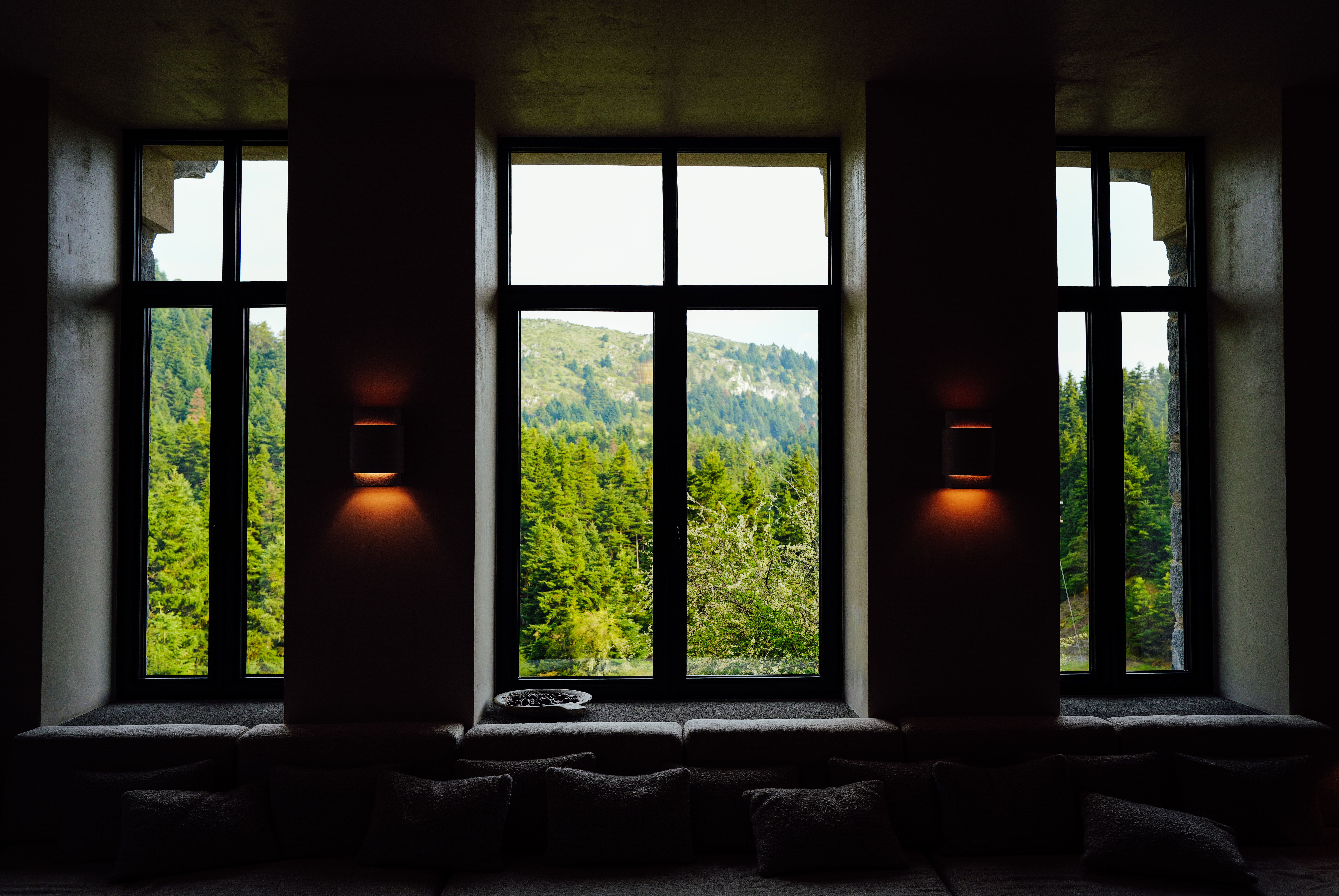 Scenic Mountain View through Large Windows · Free Stock Photo