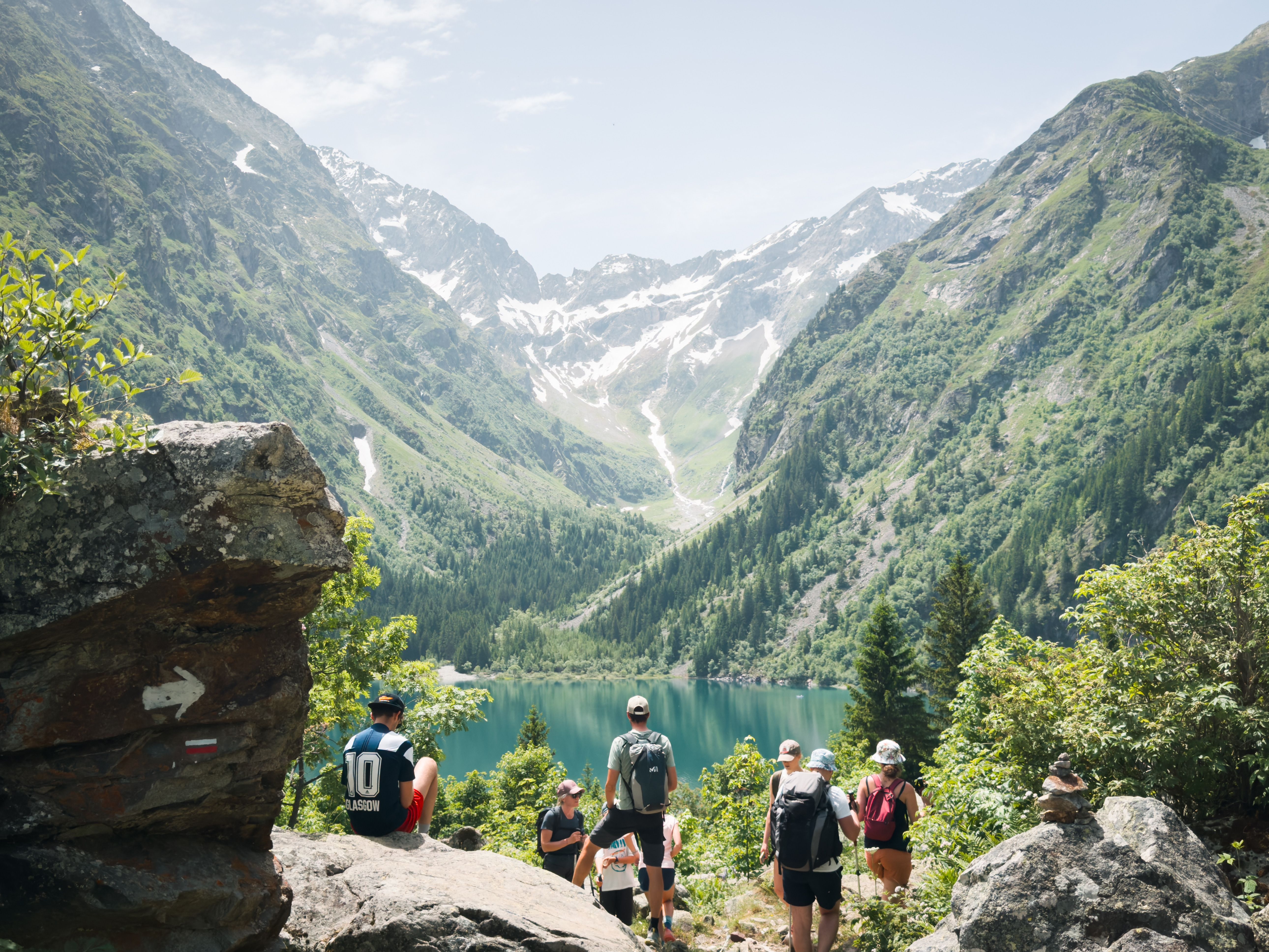 Hikers on Trail on Sunny Day · Free Stock Photo