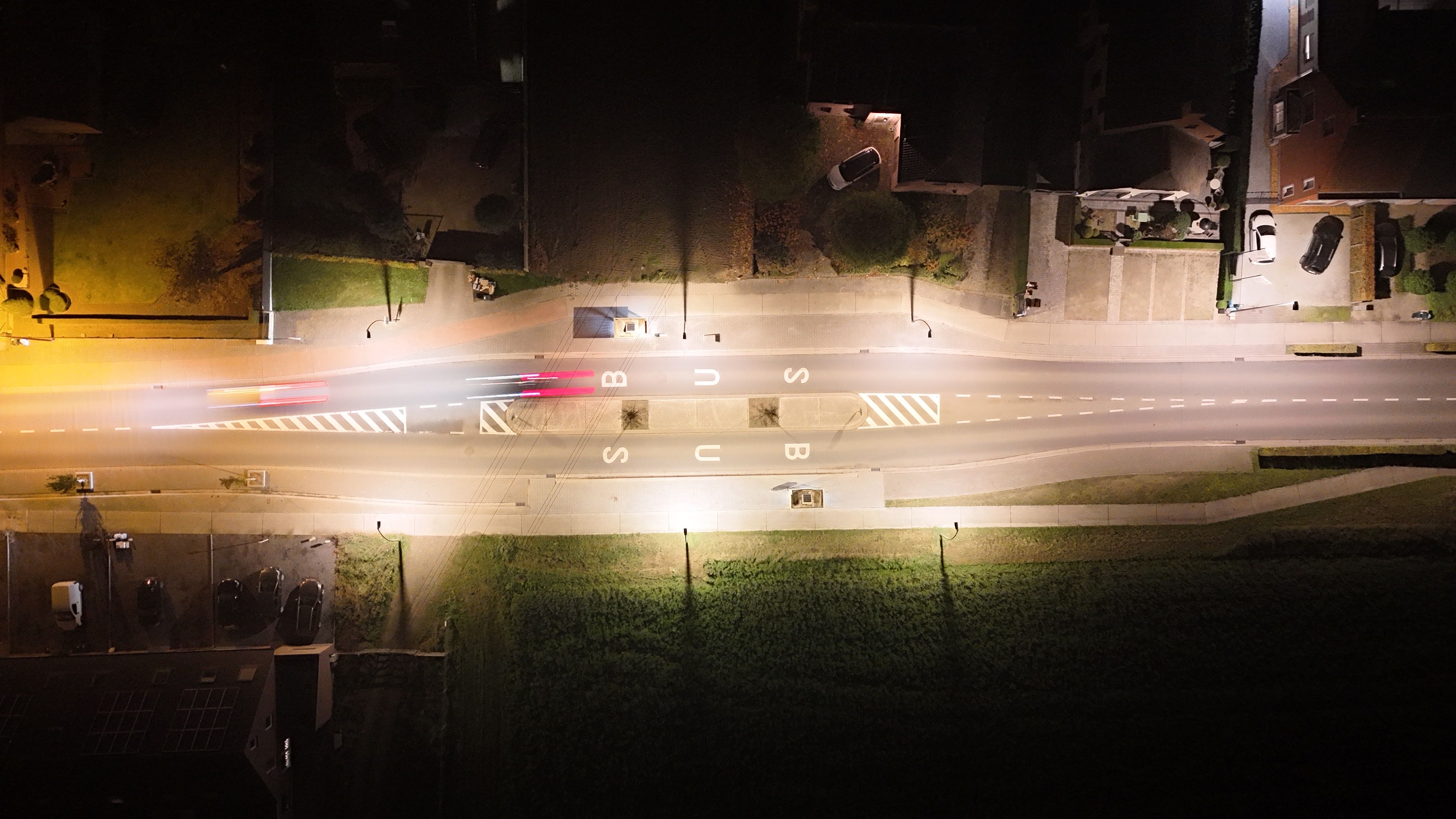 Drone Aerial View of Belgium Road at Night · Free Stock Photo