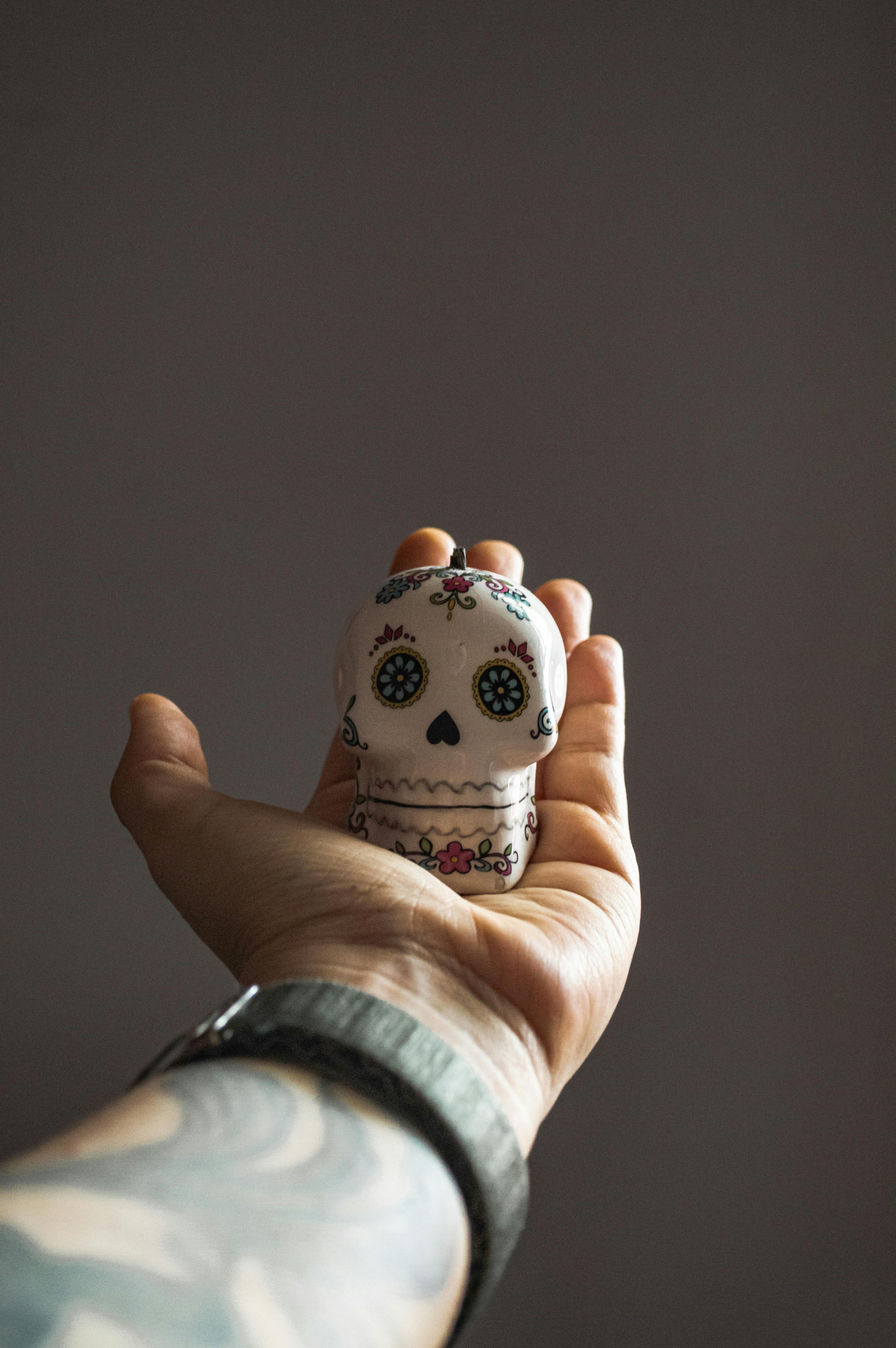 Hand Holding Colorful Sugar Skull for Day of the Dead · Free Stock Photo