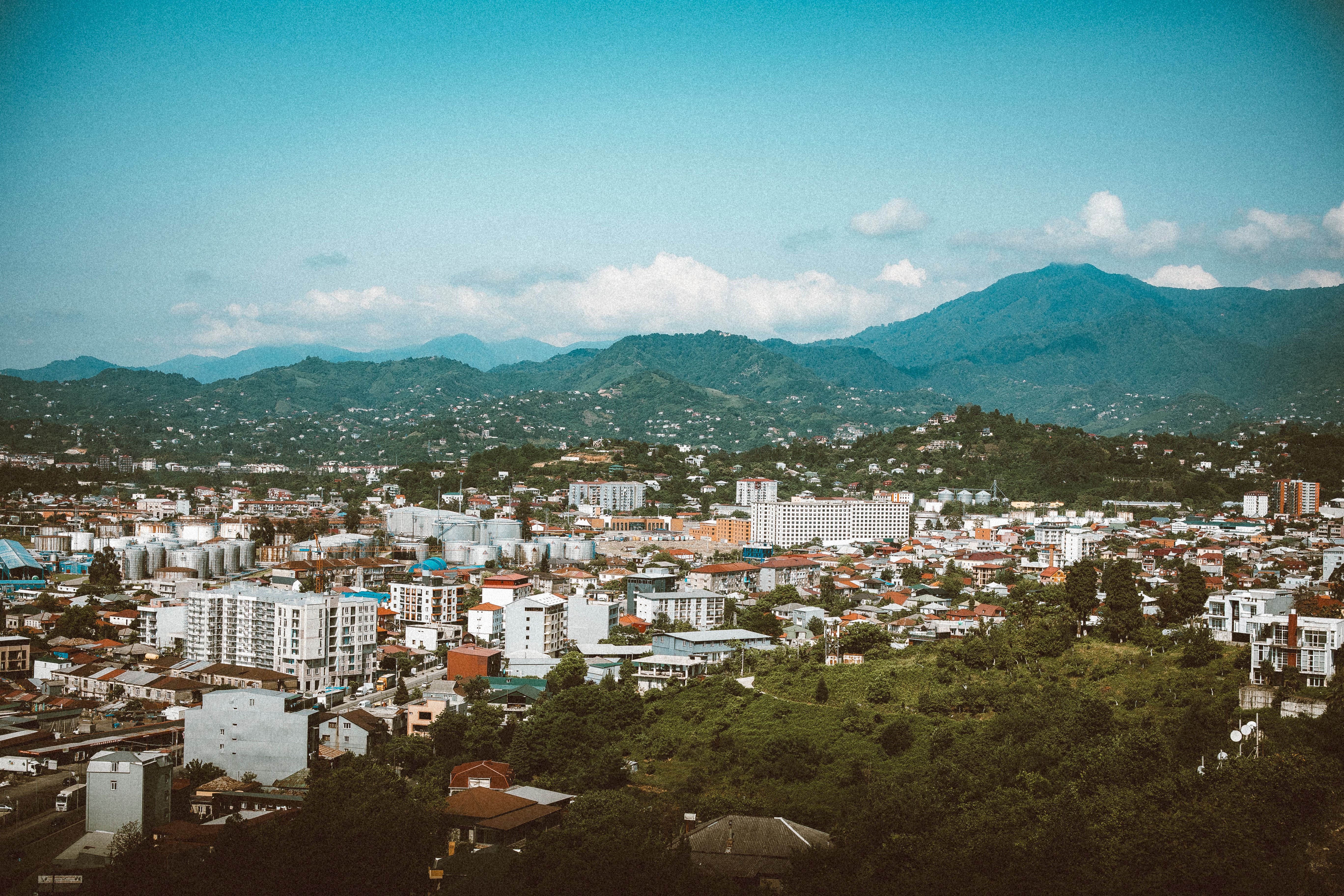 Aerial View of Batumi City with Mountain Backdrop · Free Stock Photo