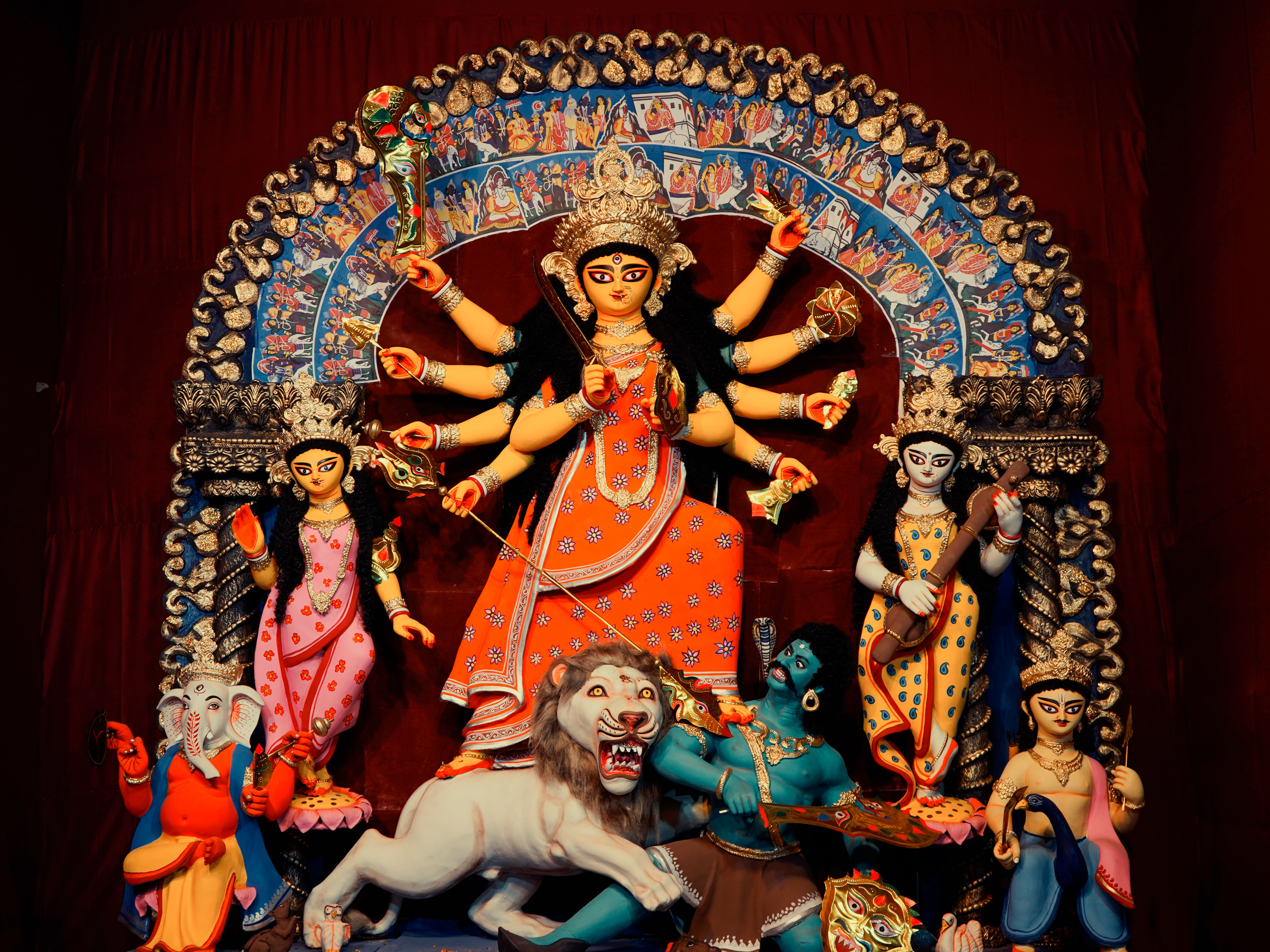 Colorful Durga Puja Idols in Kolkata Celebration · Free Stock Photo