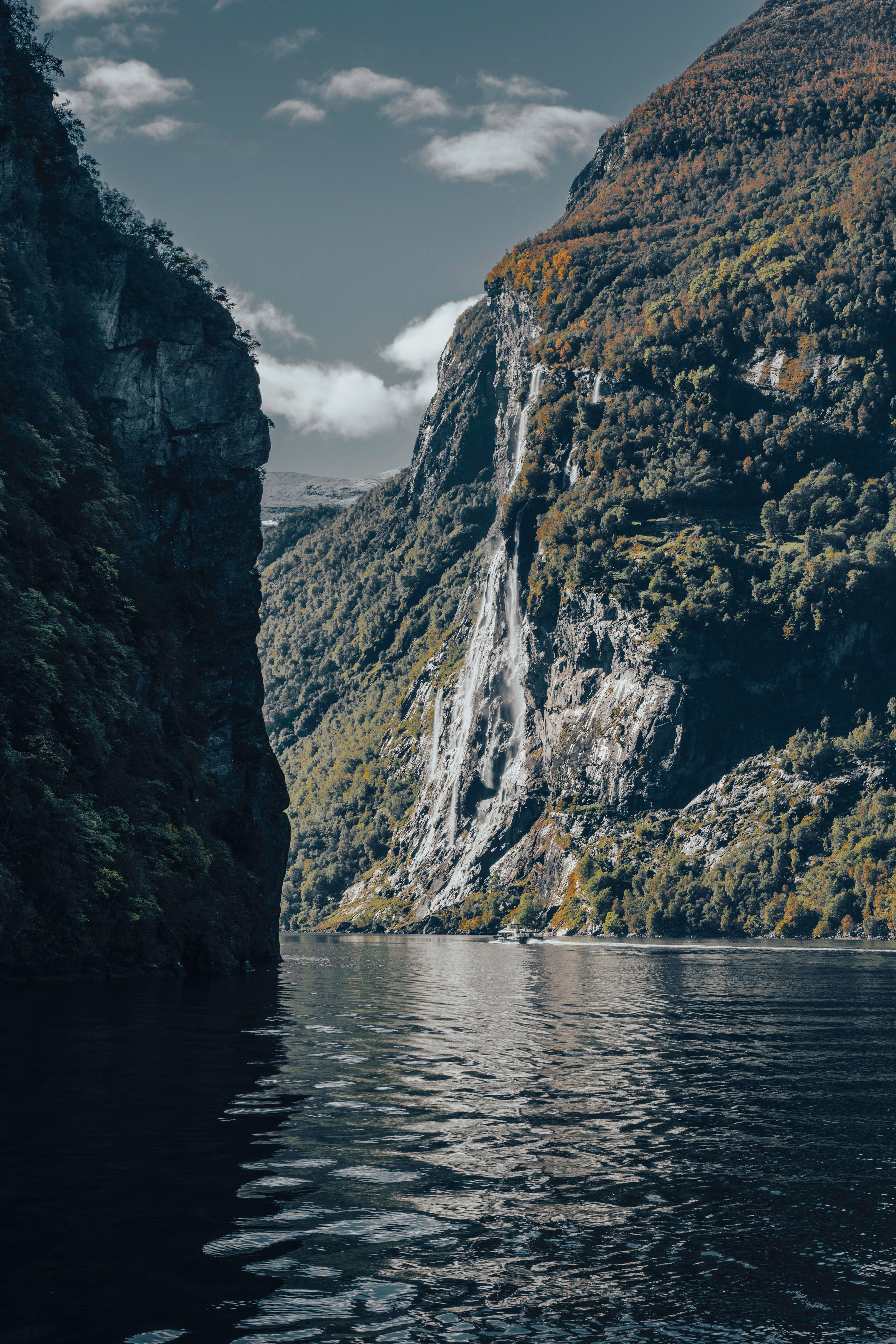 Scenic Norwegian Fjord with Waterfall View · Free Stock Photo