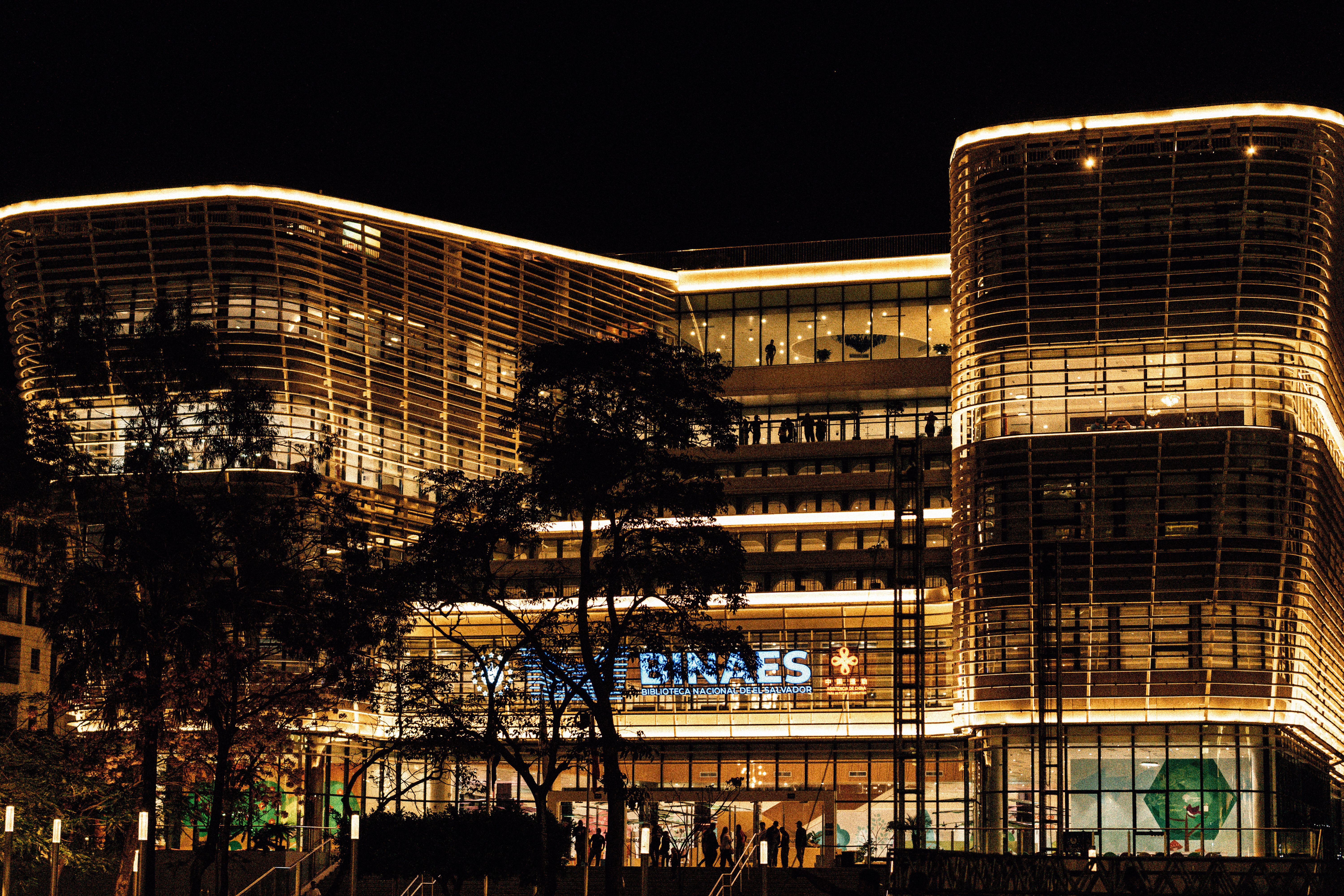 Modern Architecture of Biblioteca Nacional Binaes at Night · Free Stock ...