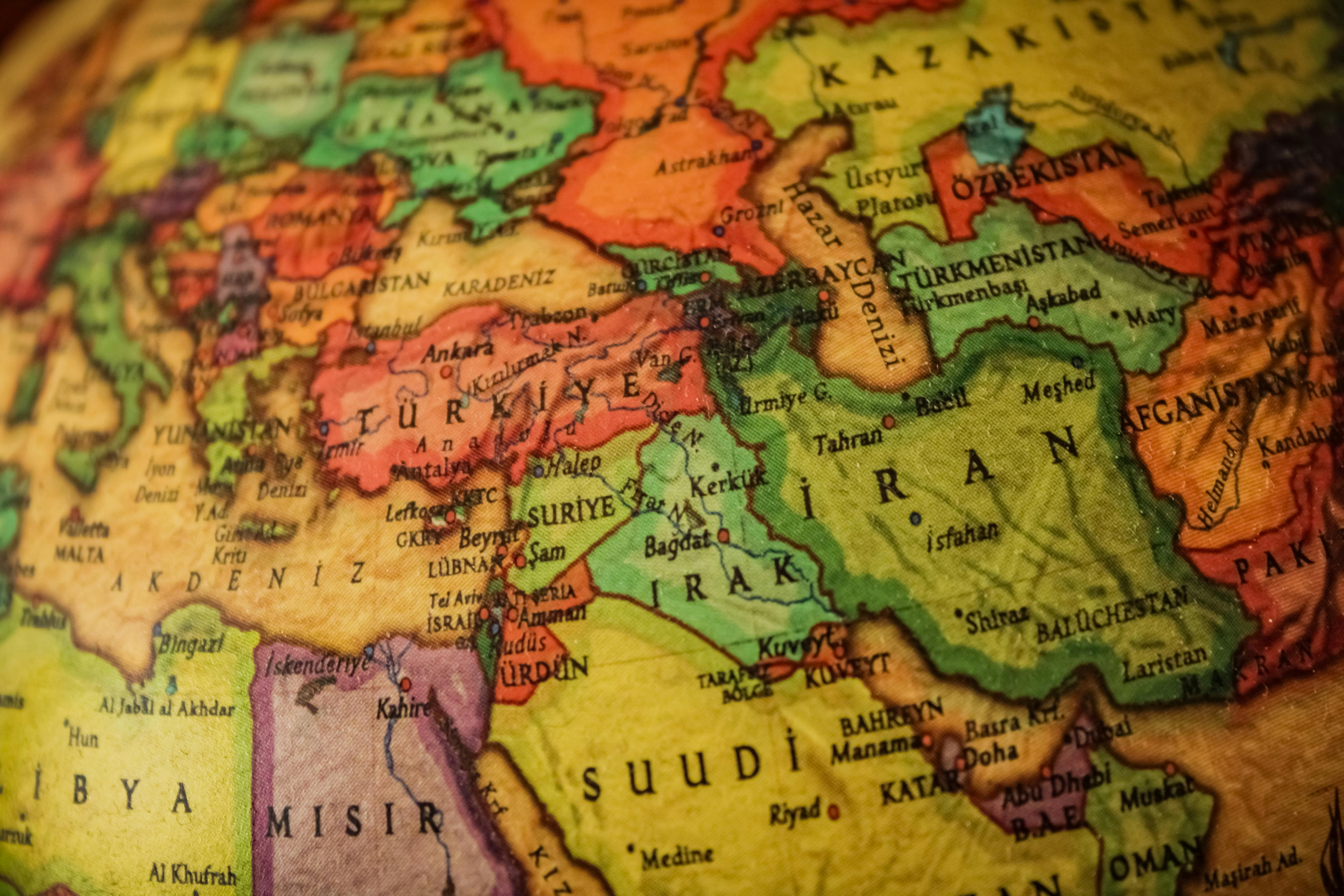 Detailed Map of the Middle East Region · Free Stock Photo