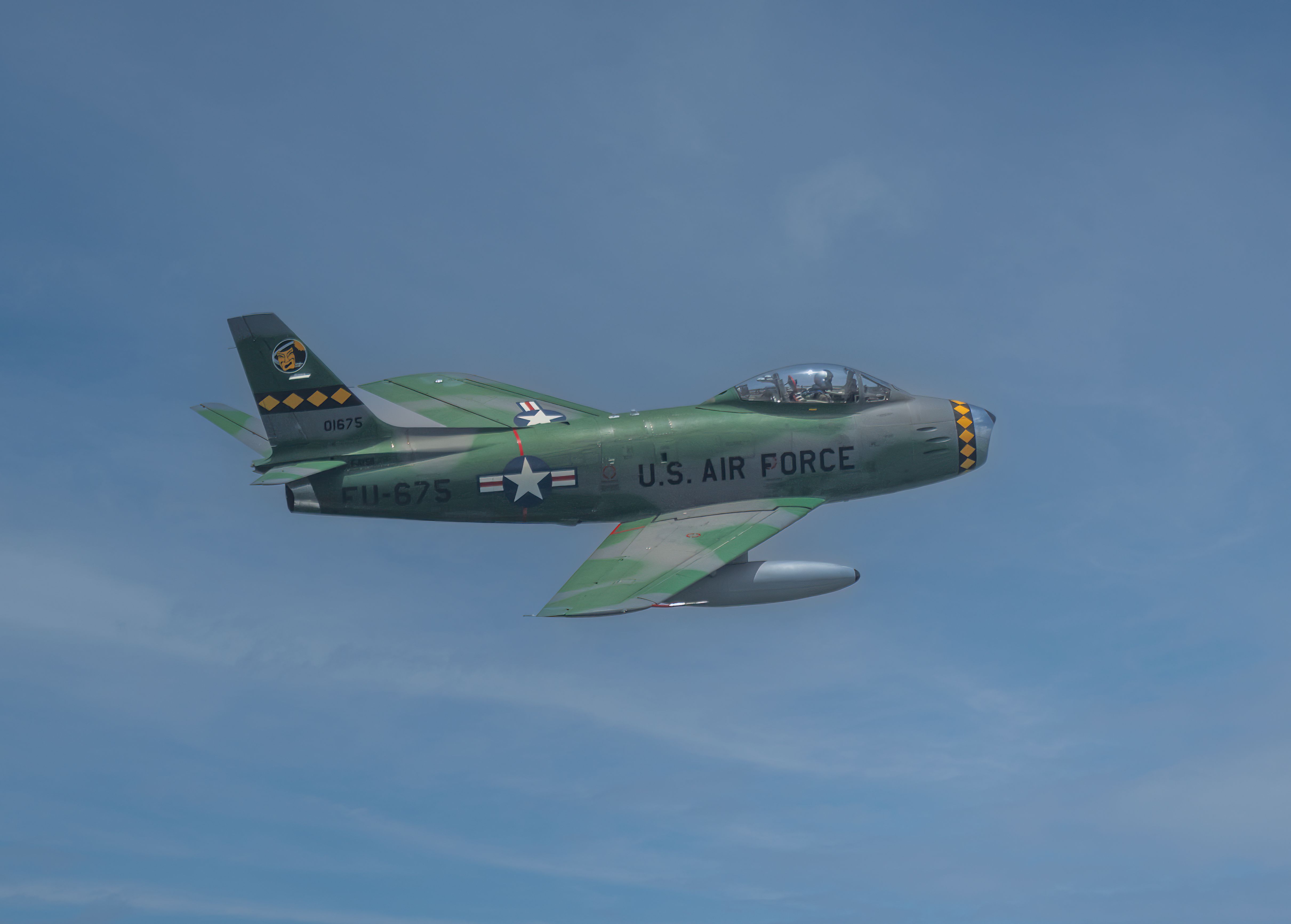 Vintage US Air Force Jet Flying over Blue Sky · Free Stock Photo