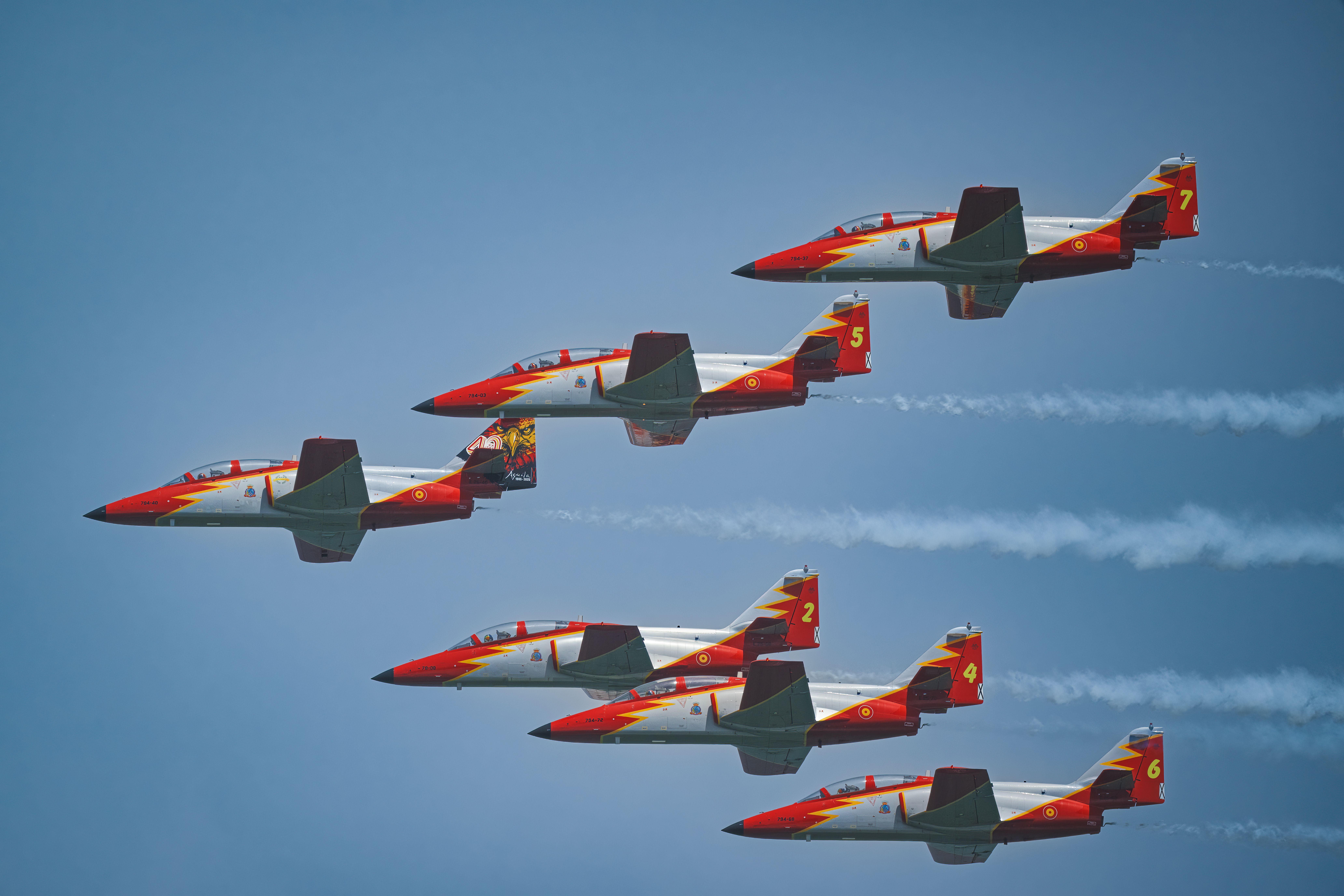 Spanish Air Force jets in aerial formation performance · Free Stock Photo