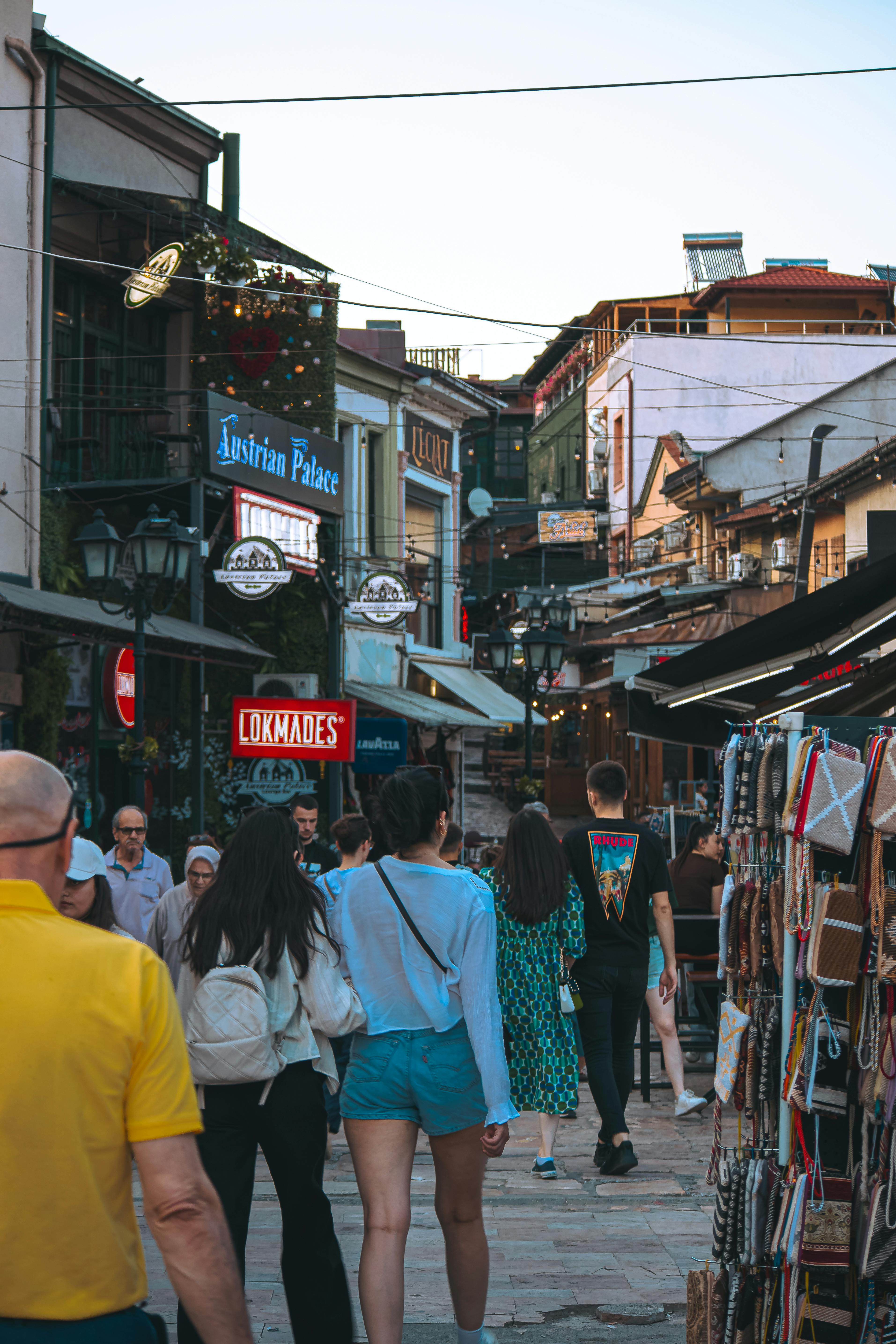 Bustling Street Scene in Skopje's Old Bazaar · Free Stock Photo