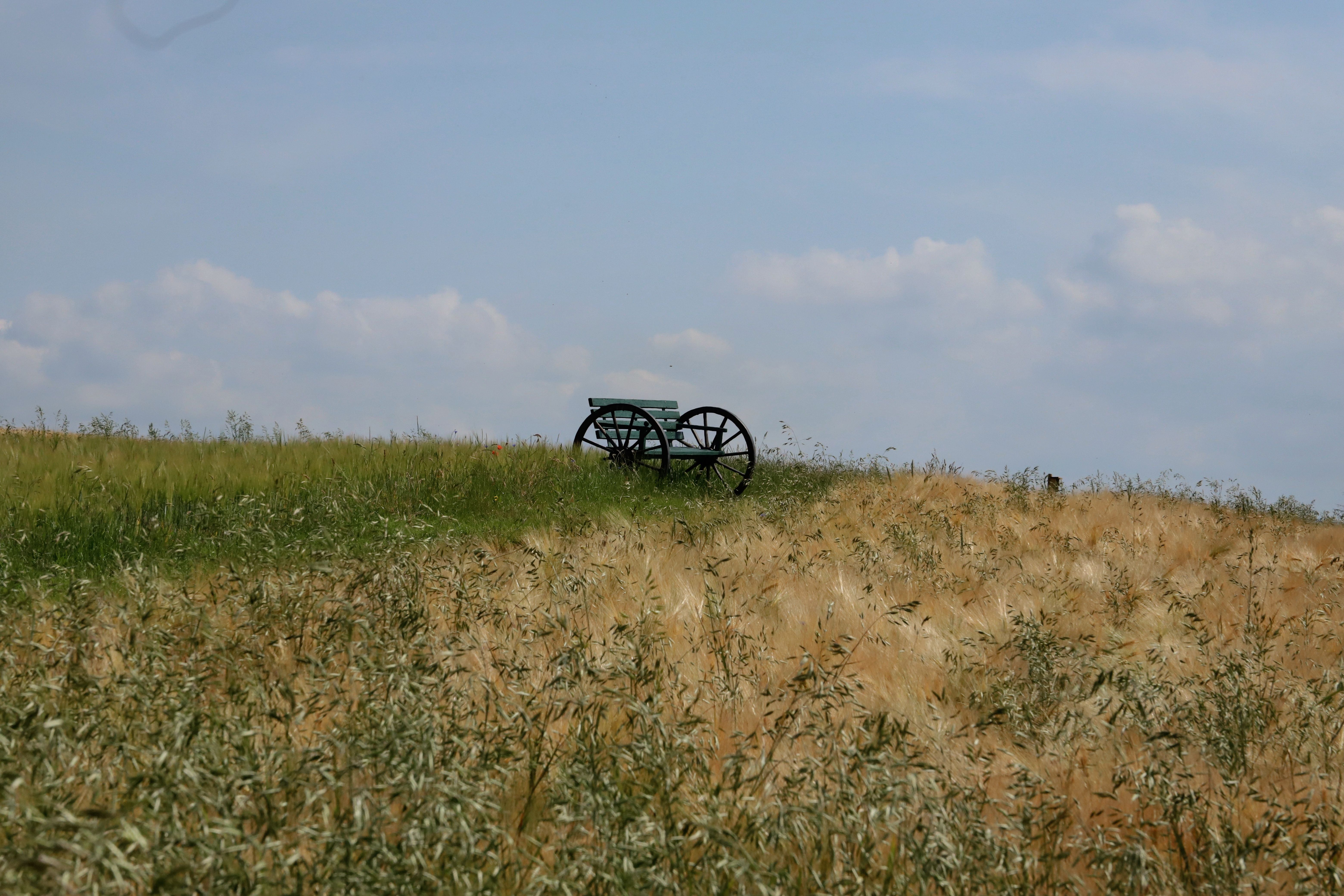 Rustic Farm Field with Antique Machinery · Free Stock Photo