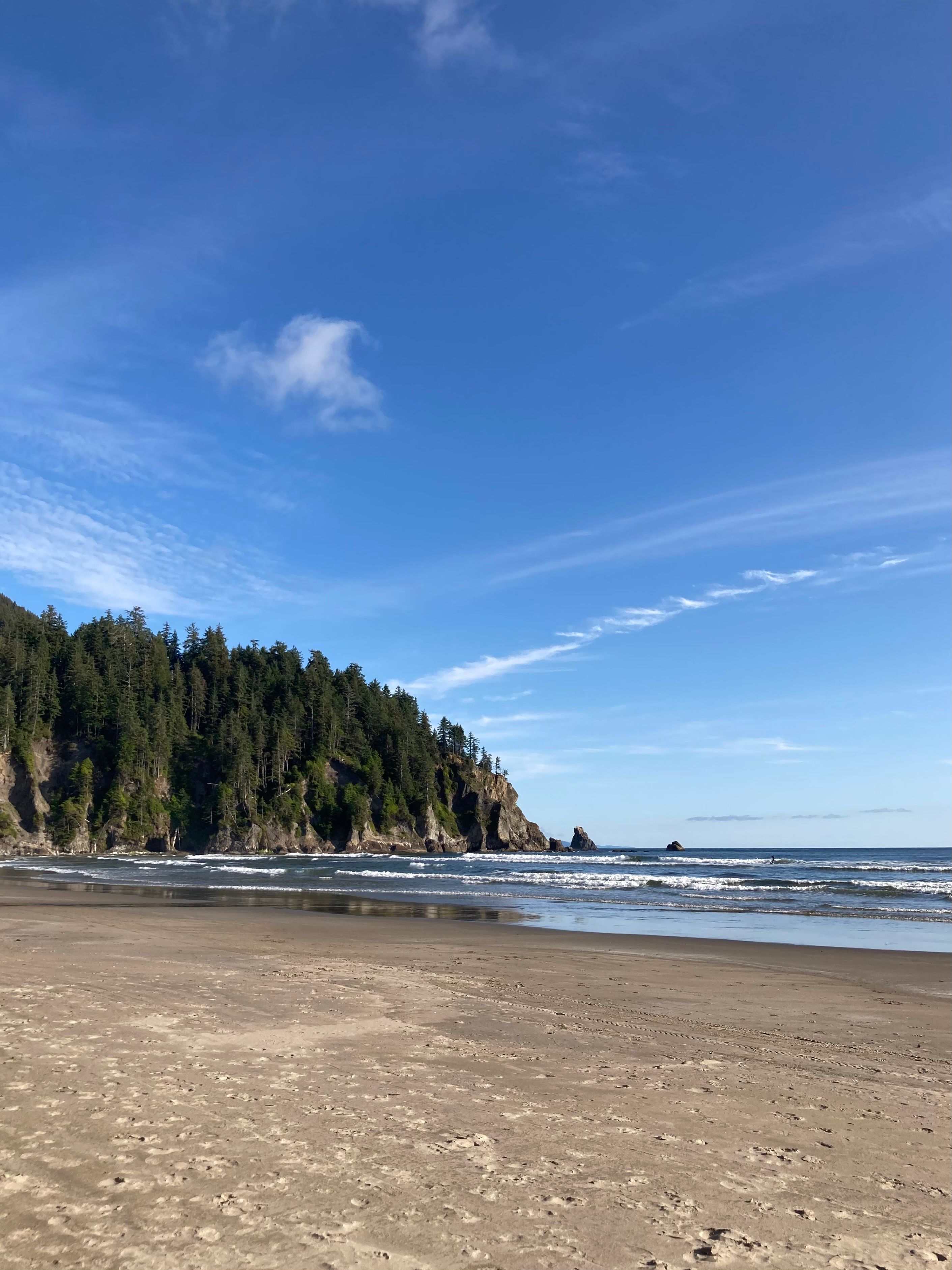 Serene Coastal Beach with Rocky Cliffside · Free Stock Photo