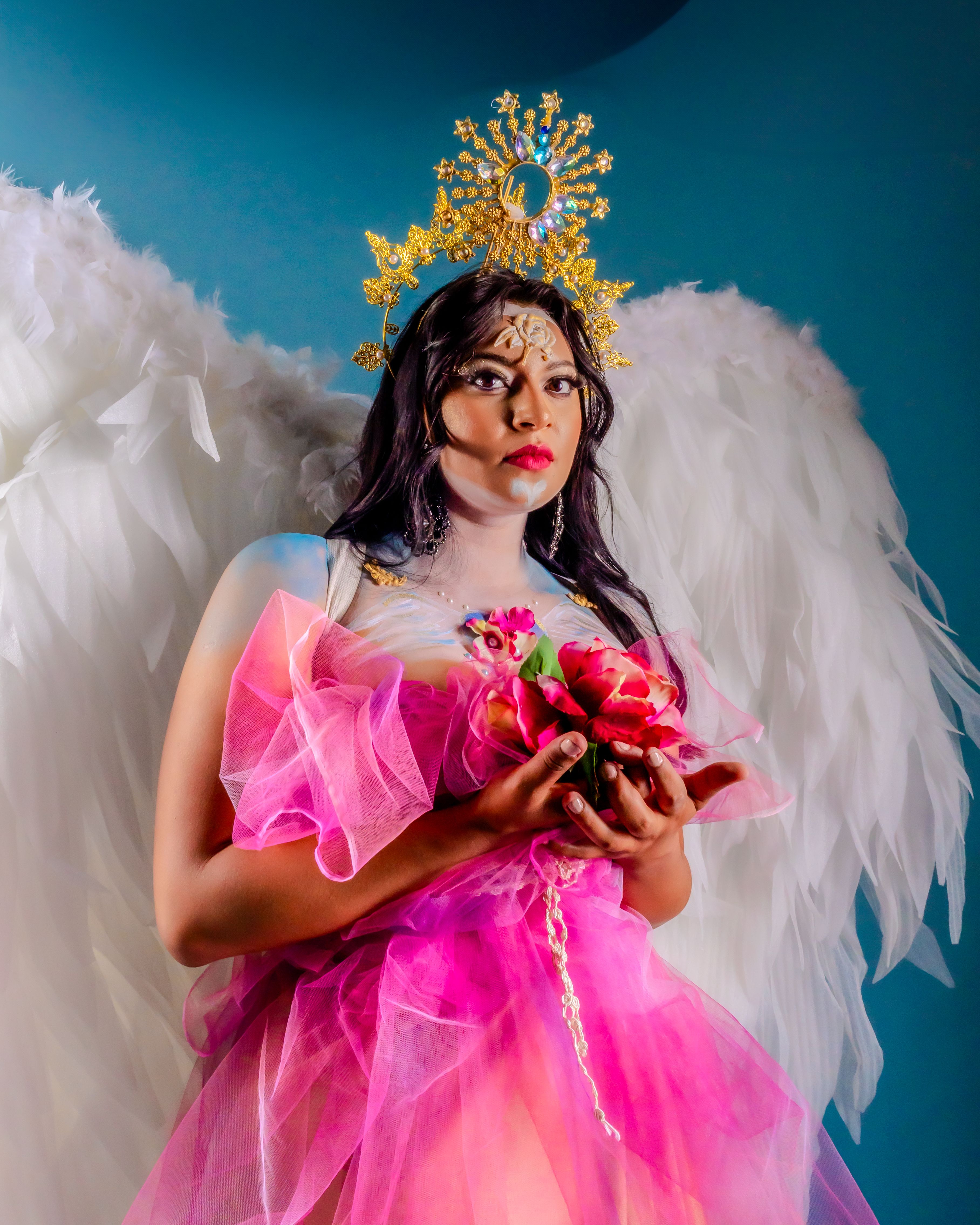 Elegant Angelic Portrait with Colorful Modern Art · Free Stock Photo