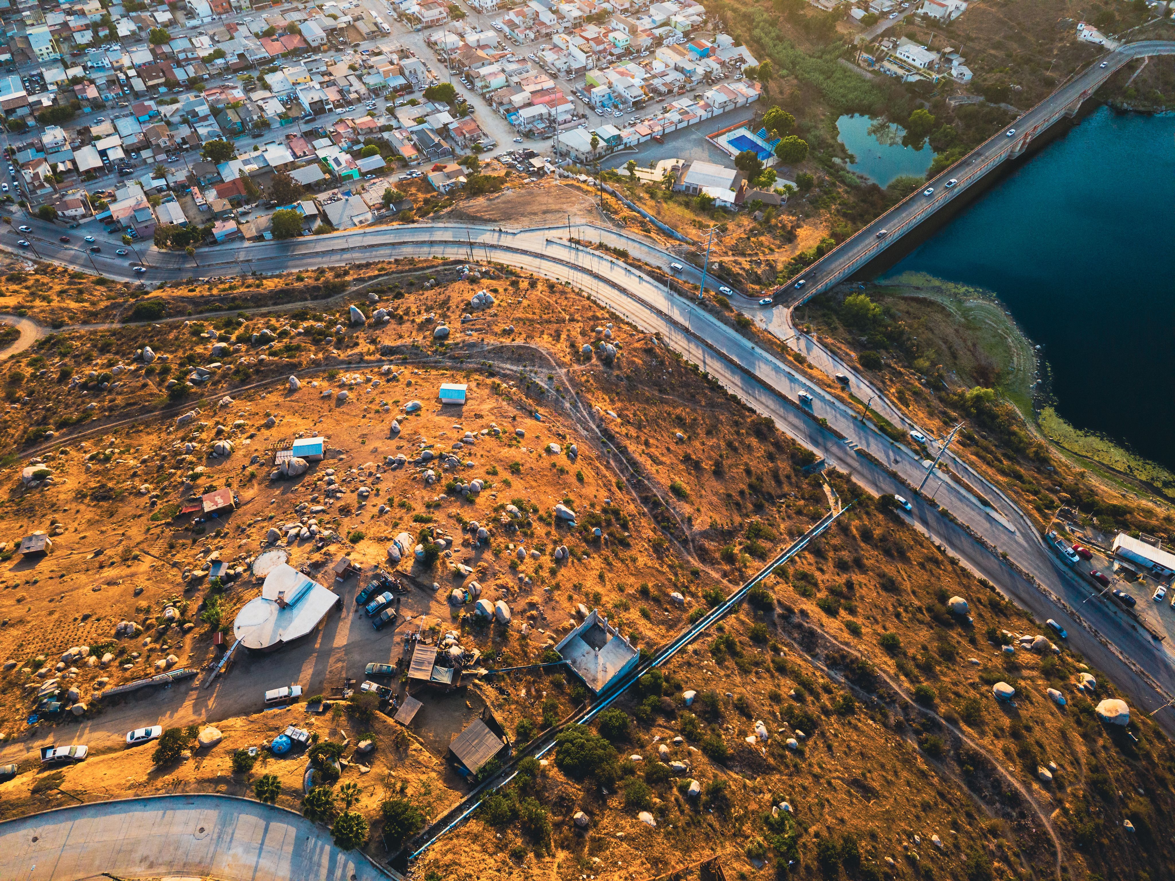 Aerial View of Urban Landscape and Countryside Intersection · Free ...