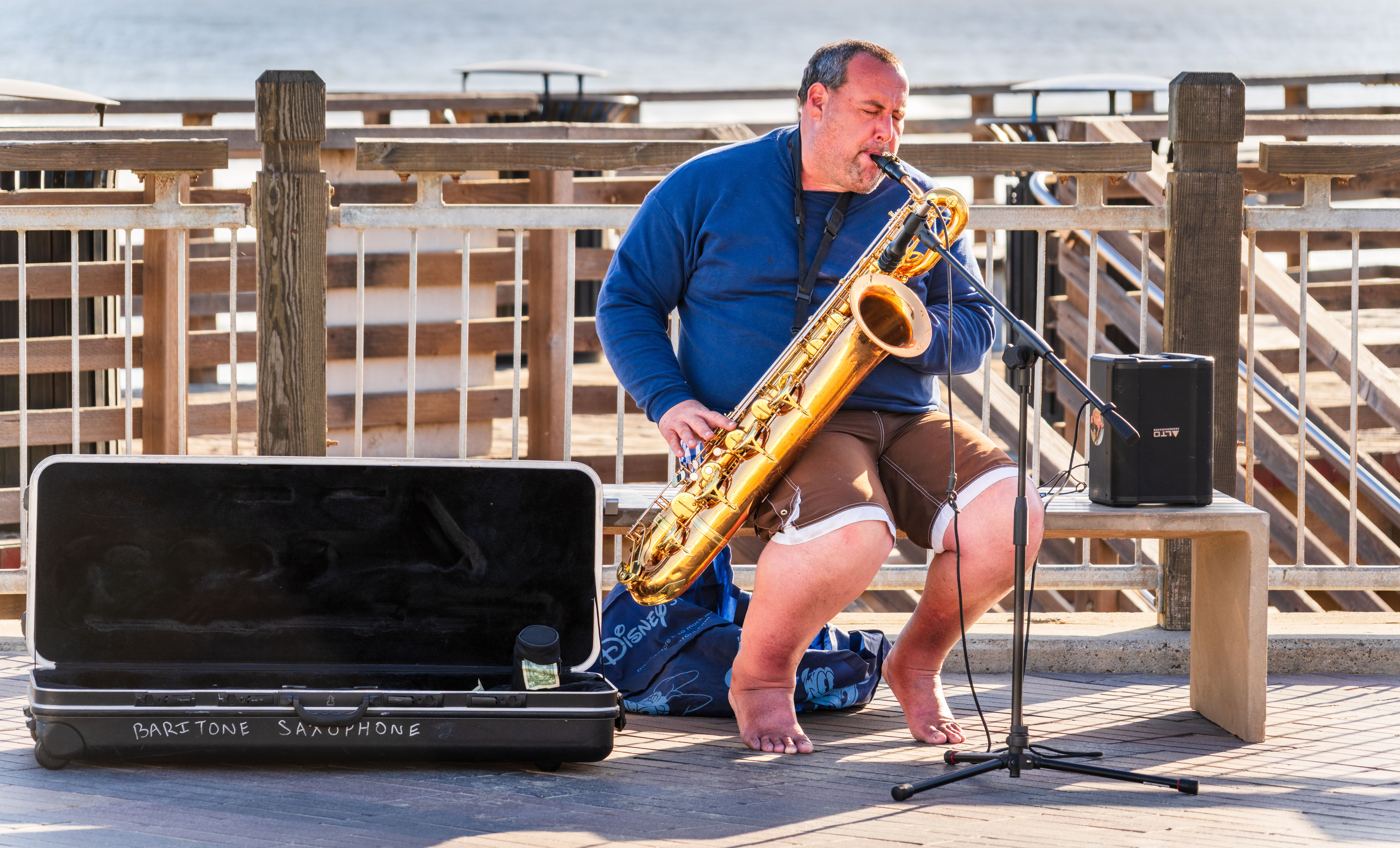 Street Musician Playing Baritone Saxophone at Pismo Beach · Free Stock ...