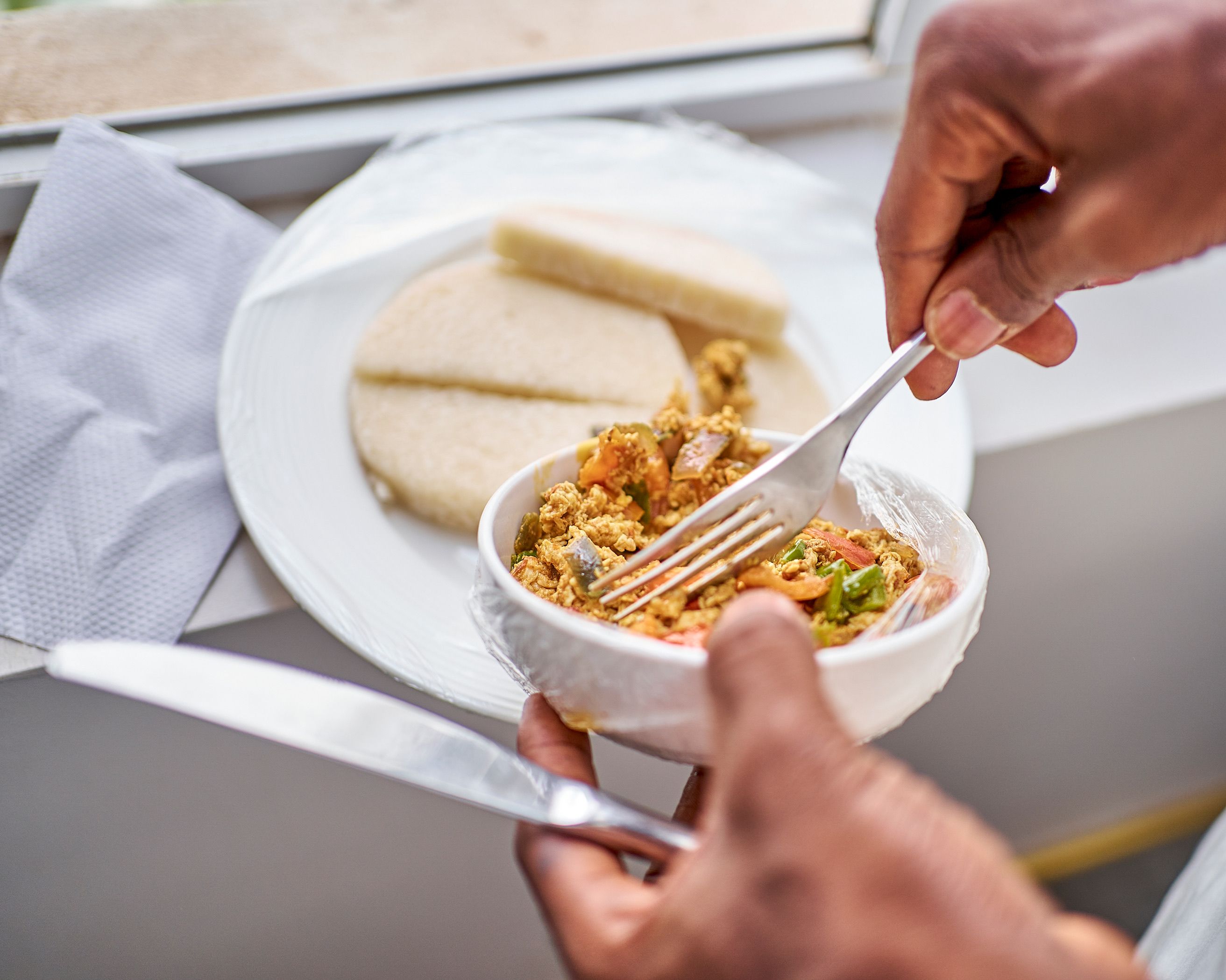 Nigerian Breakfast with Yam and Egg Dish · Free Stock Photo