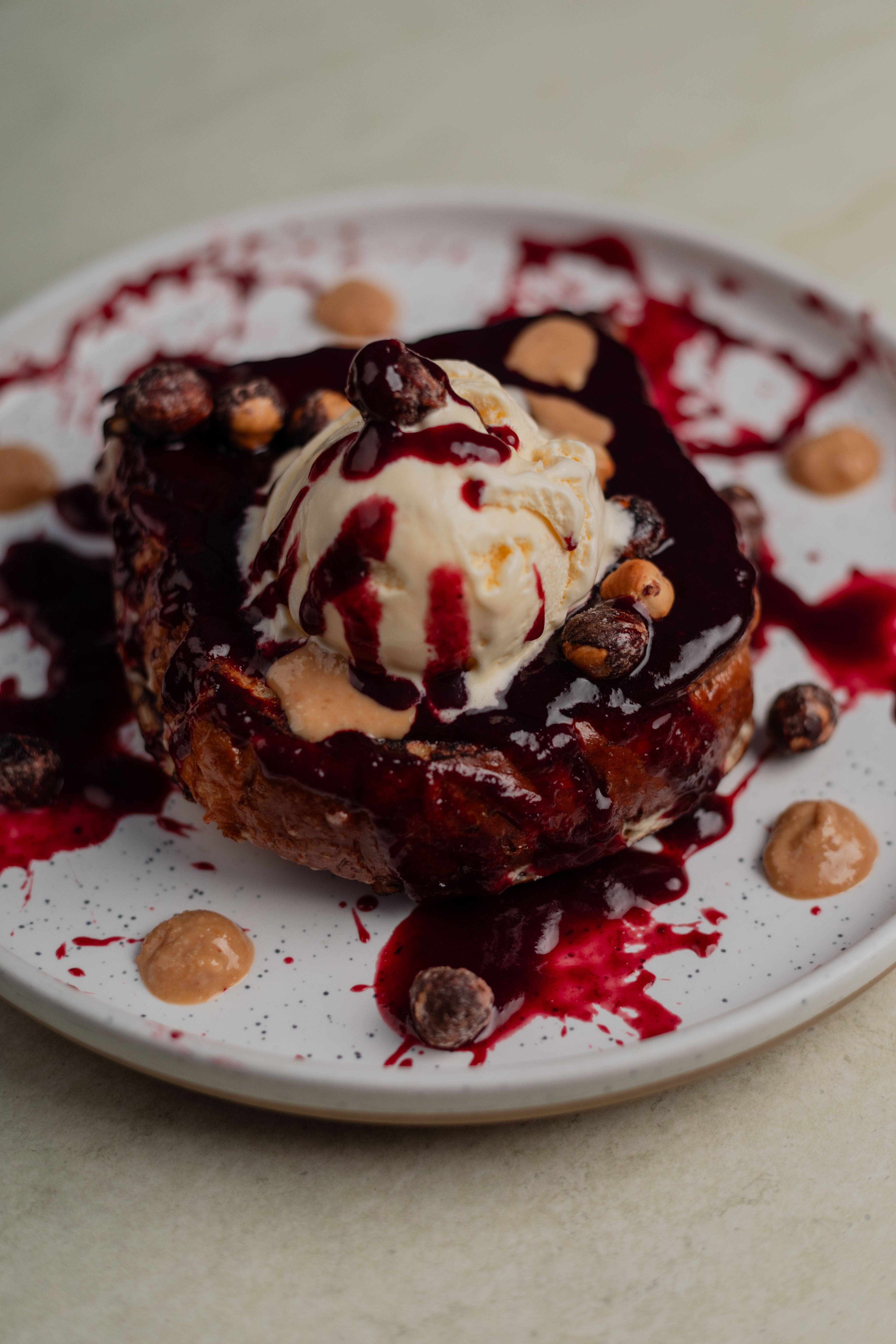 Gourmet French Toast with Ice Cream and Berry Sauce · Free Stock Photo
