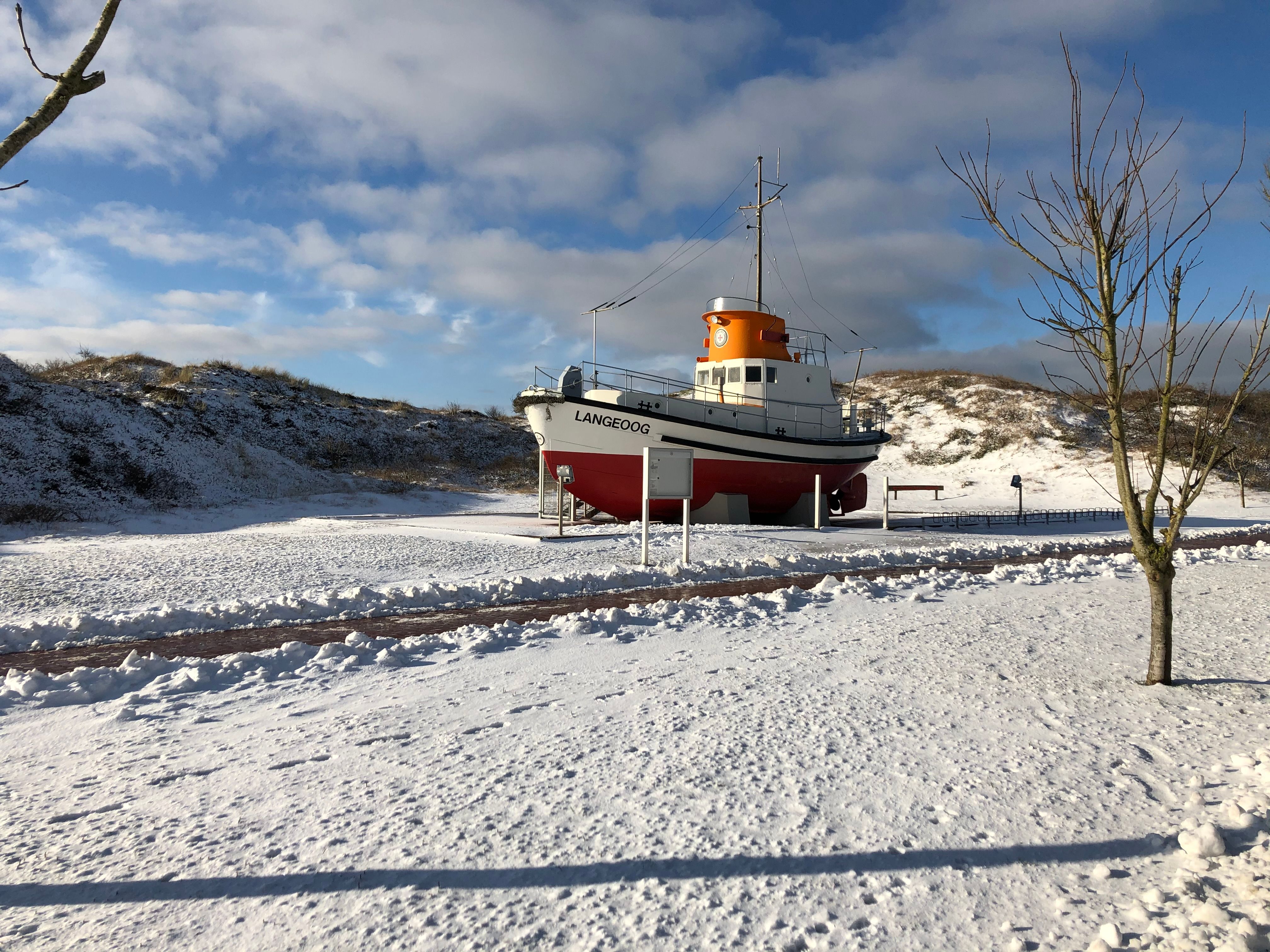 Snowy Ship Scene in Langeoog, Germany Winter · Free Stock Photo