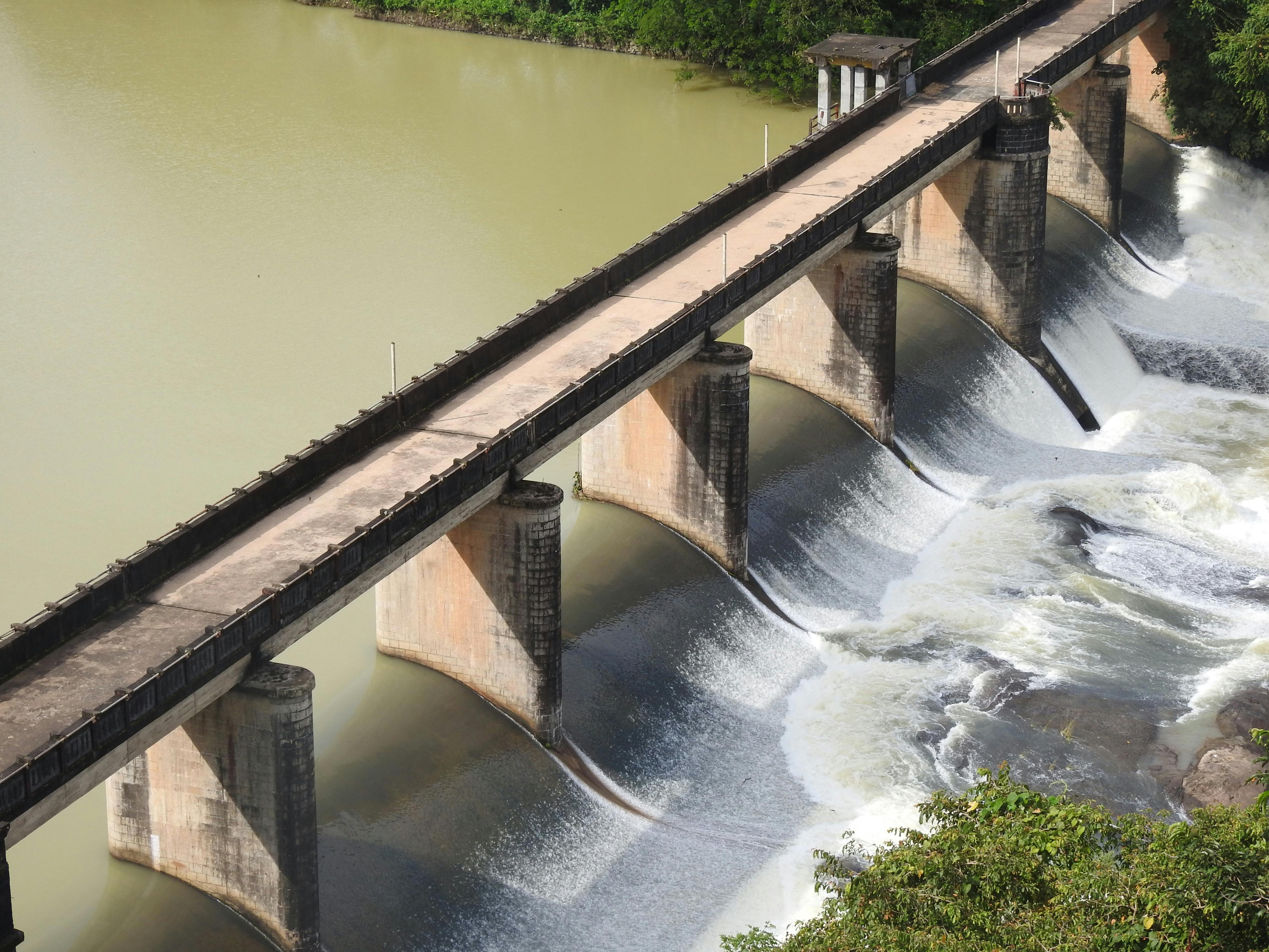 Aerial View of Operational Dam Structure · Free Stock Photo