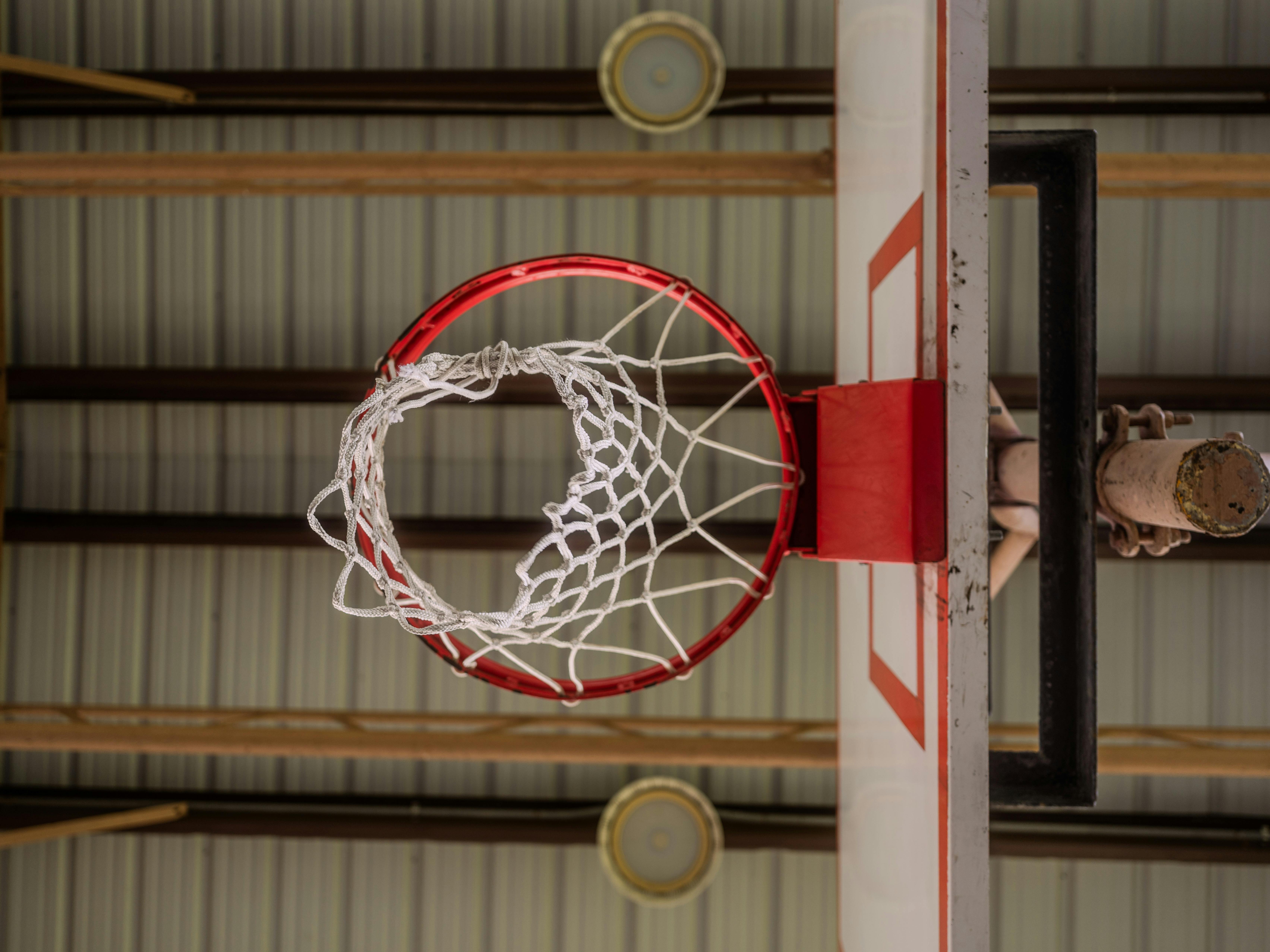 Upward View of Indoor Basketball Hoop · Free Stock Photo