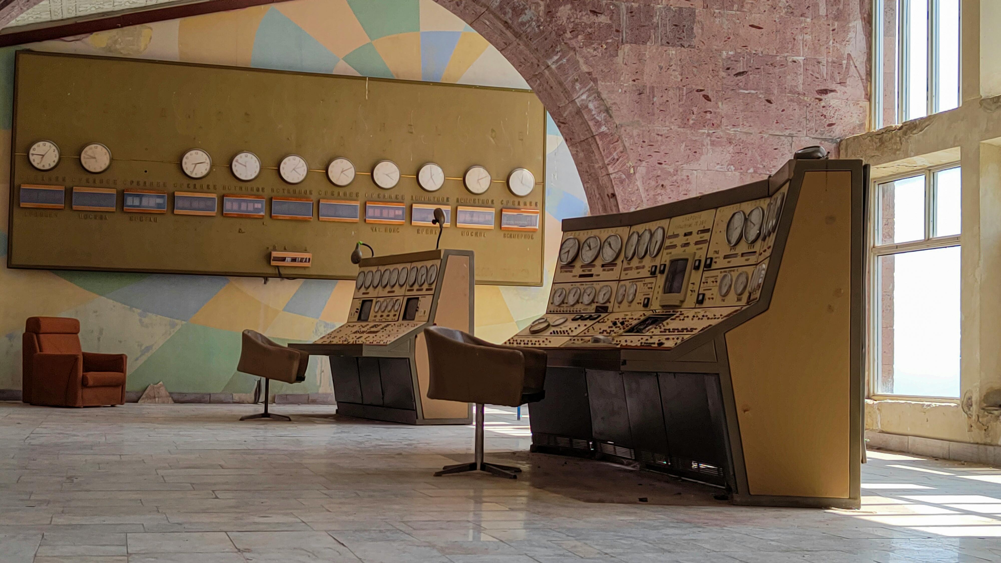 Retro Control Room with Vintage Equipment and Clocks · Free Stock Photo