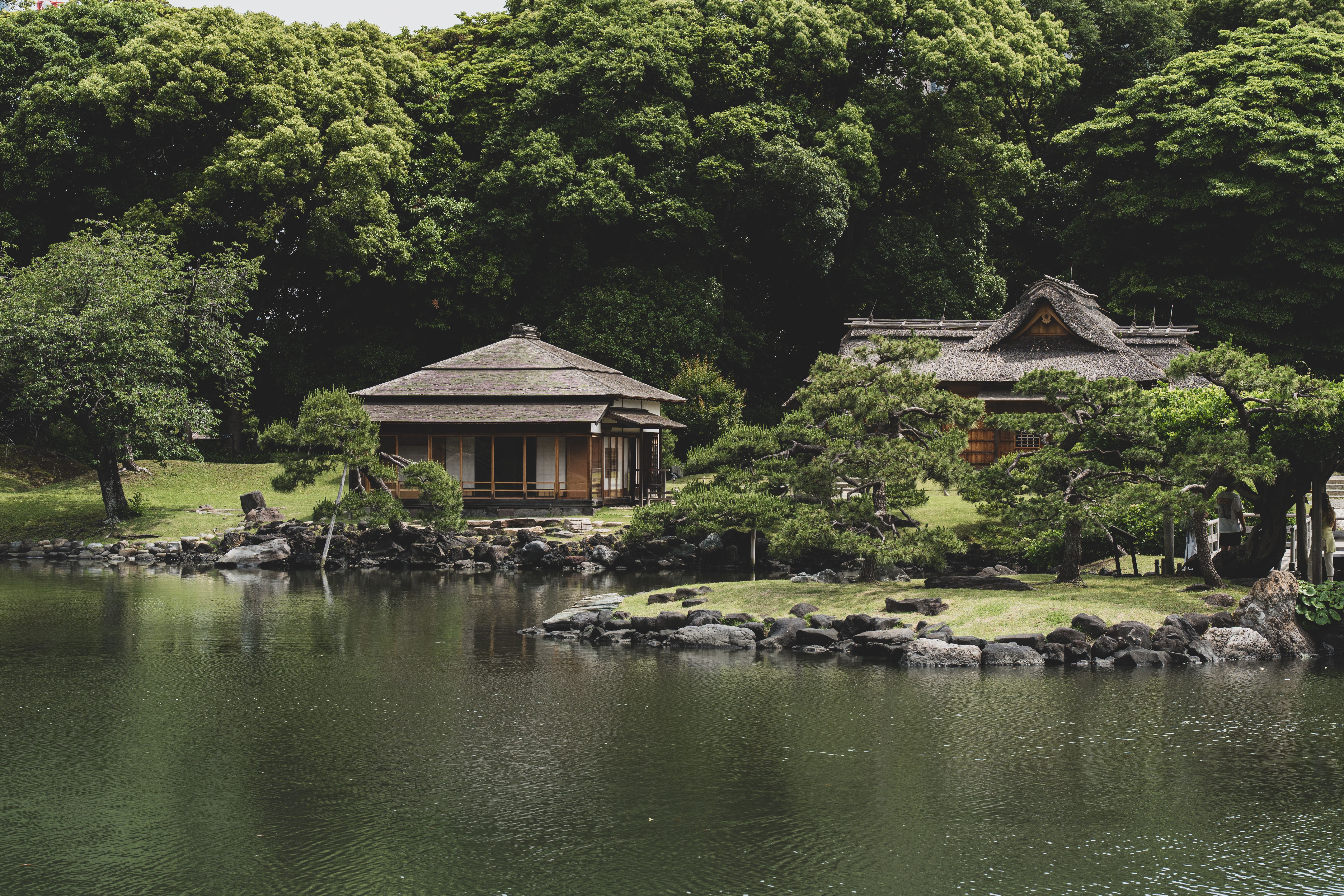 Taman Tradisional Jepang Dengan Kolam Dan Rumah Teh · Foto Stok Gratis