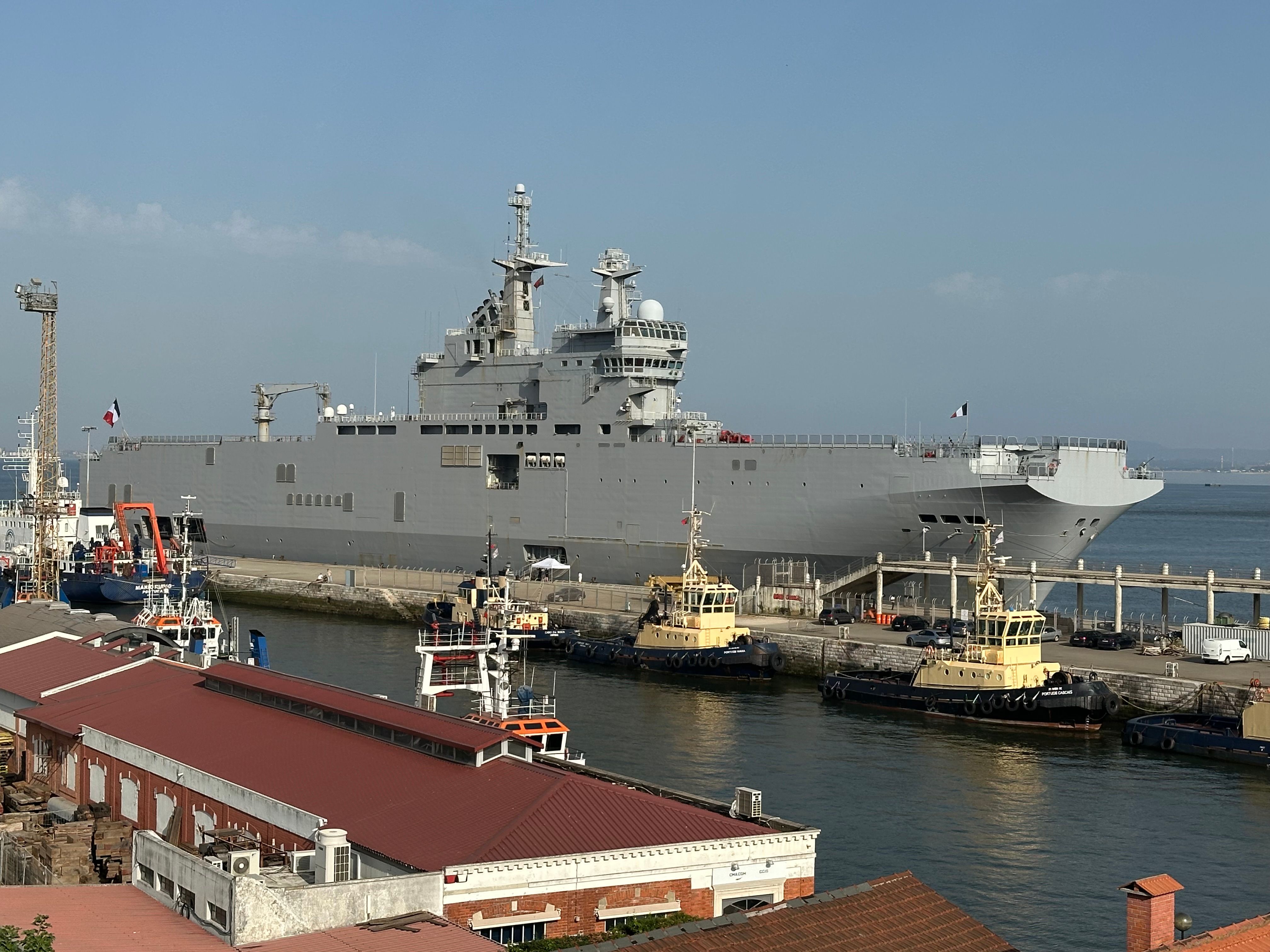 Large Navy Ship Docked in Lisbon Harbor · Free Stock Photo
