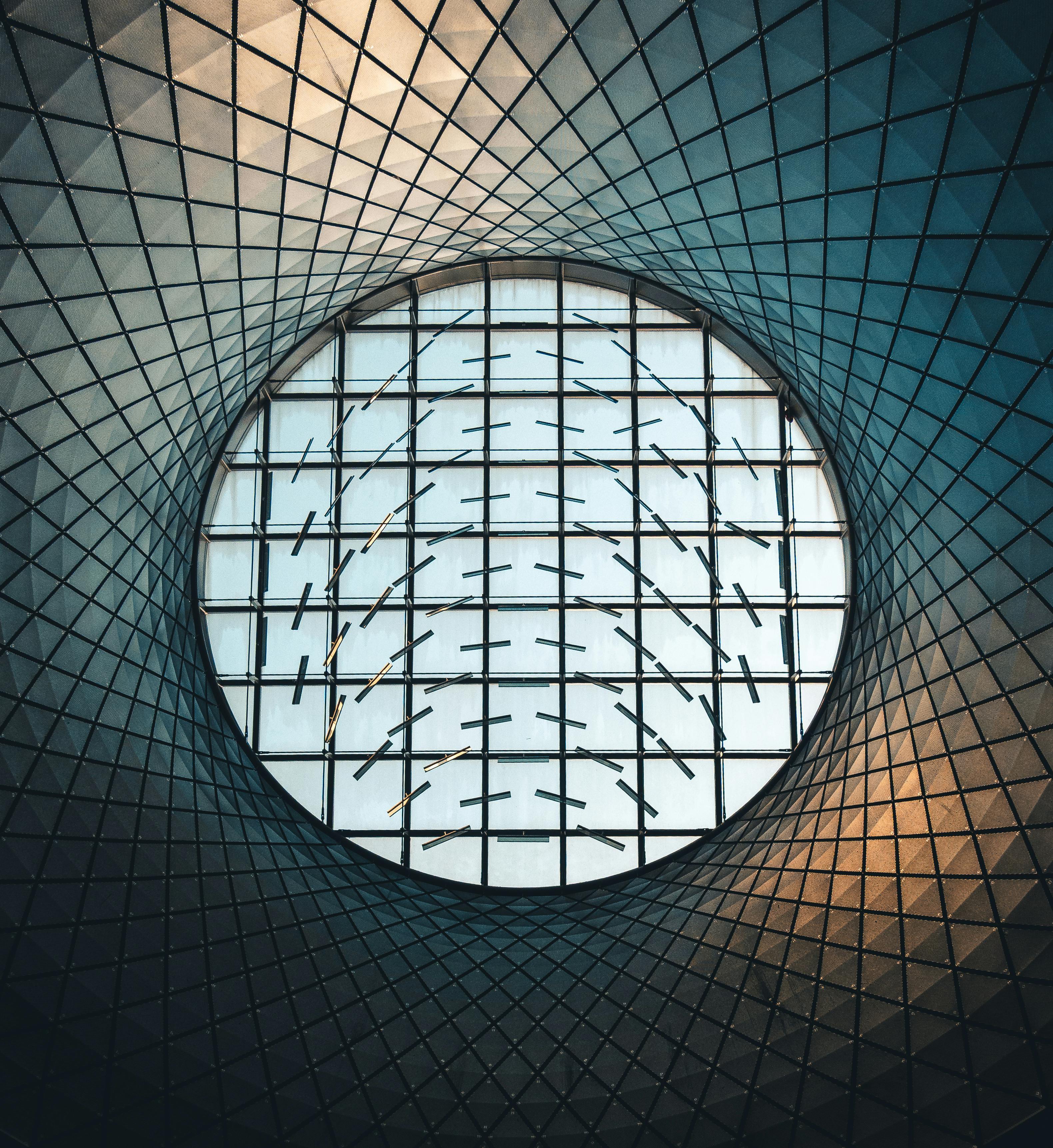 Circular Skylight View with Geometric Patterns · Free Stock Photo