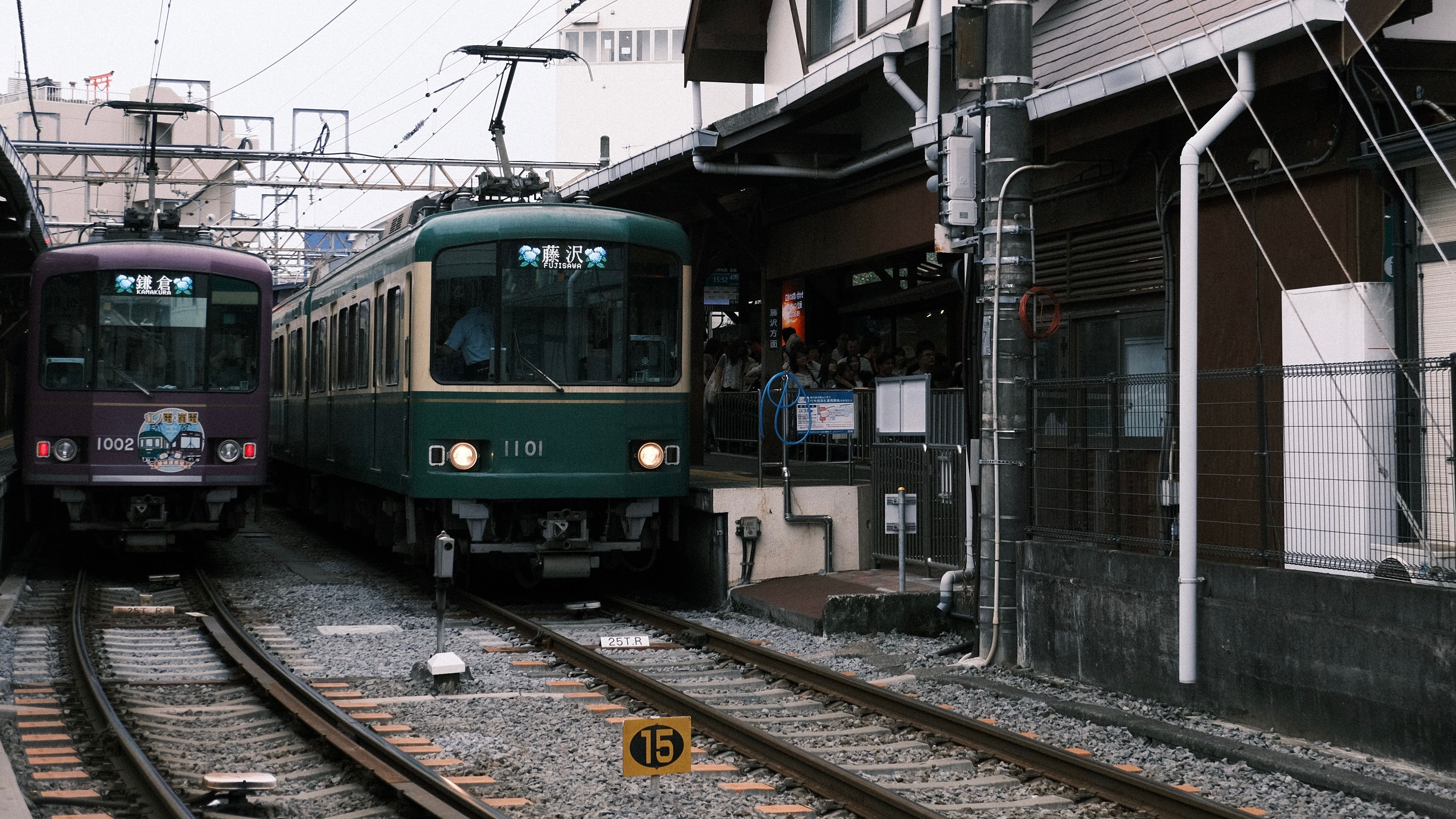 Vintage Japanese Trains at Local Station · Free Stock Photo