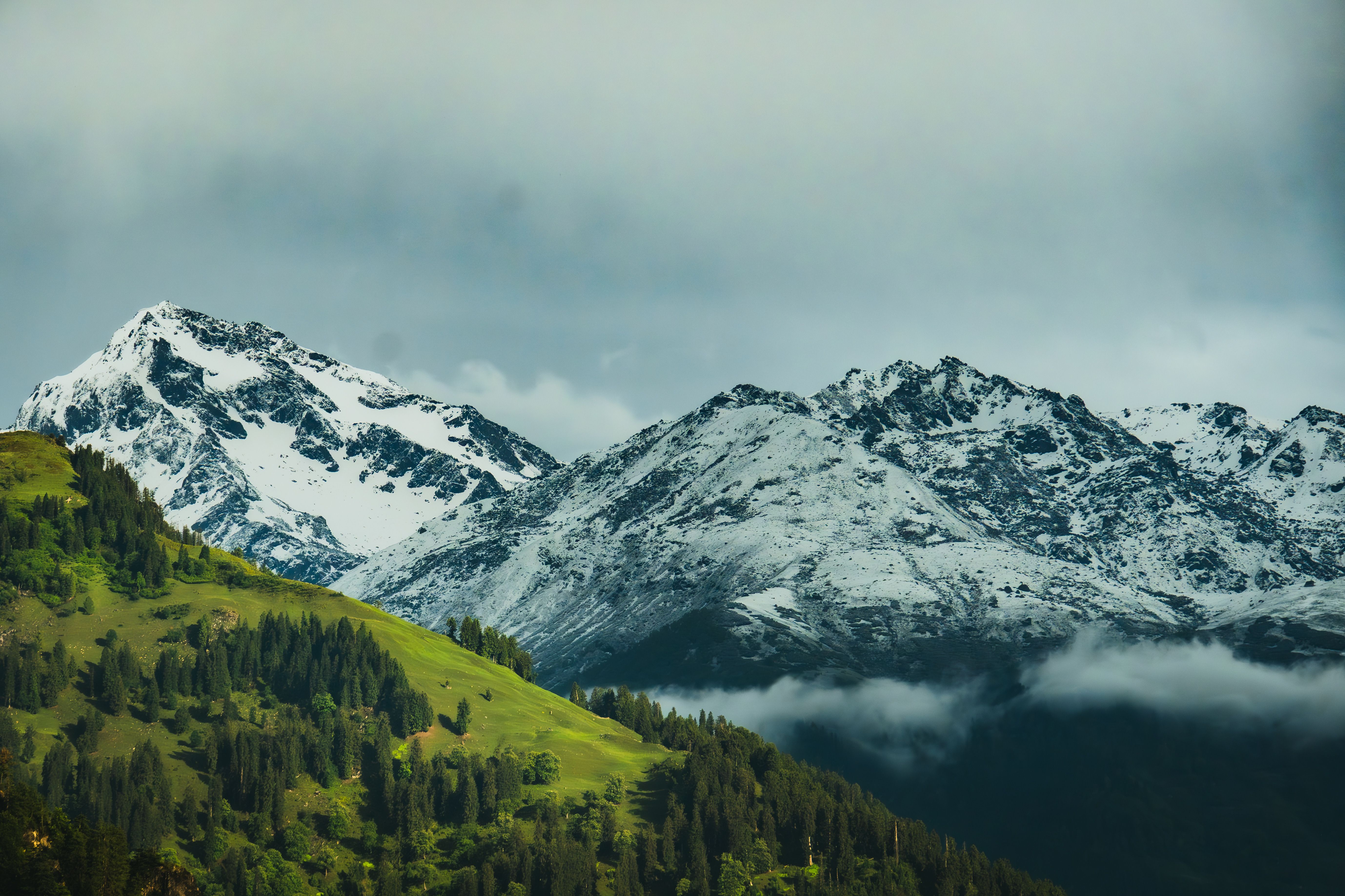 Green Mountain Covered by Snow · Free Stock Photo