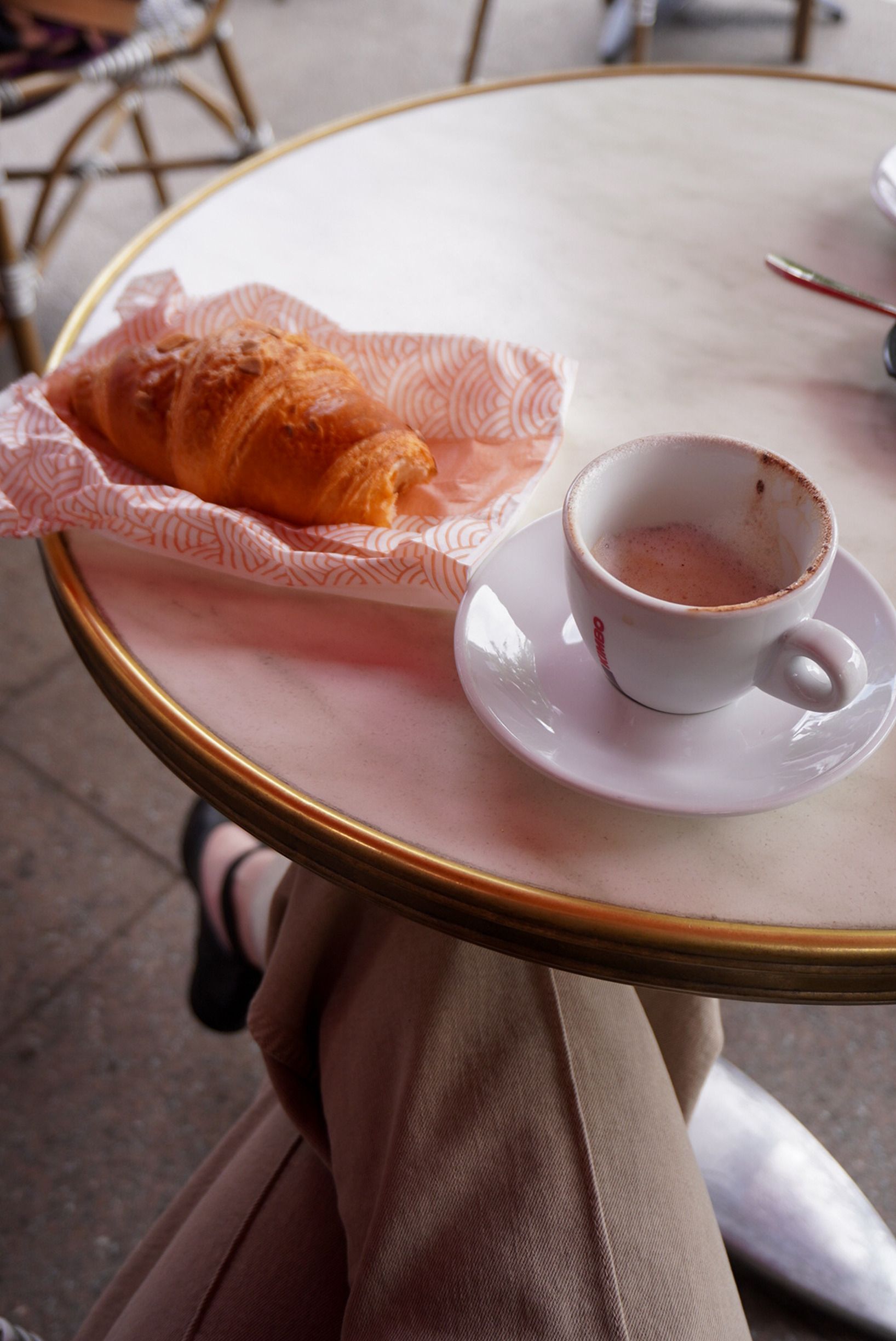 French Cafe Breakfast with Croissant and Coffee · Free Stock Photo