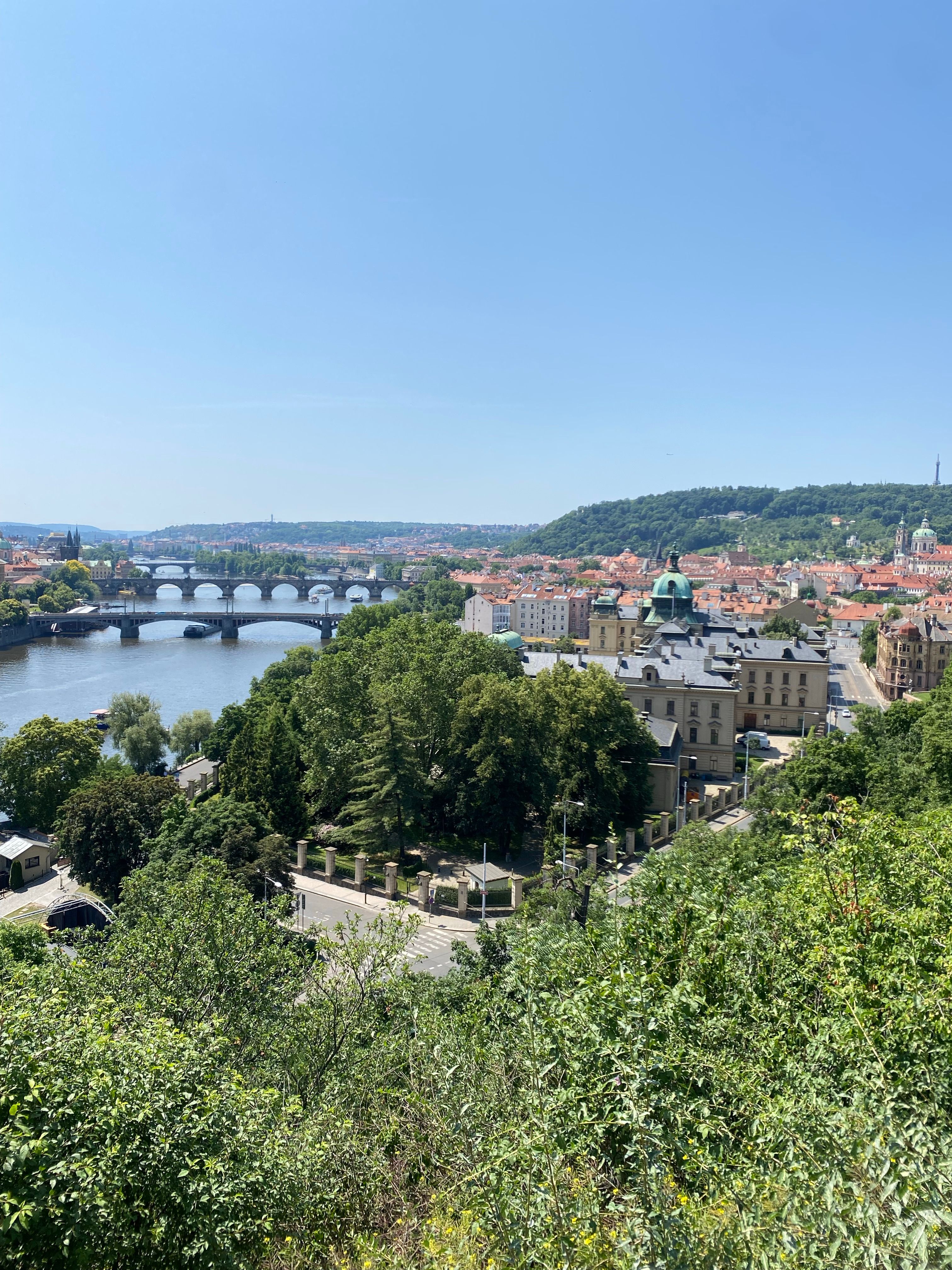 Scenic View of Prague with Vltava River and Bridges · Free Stock Photo