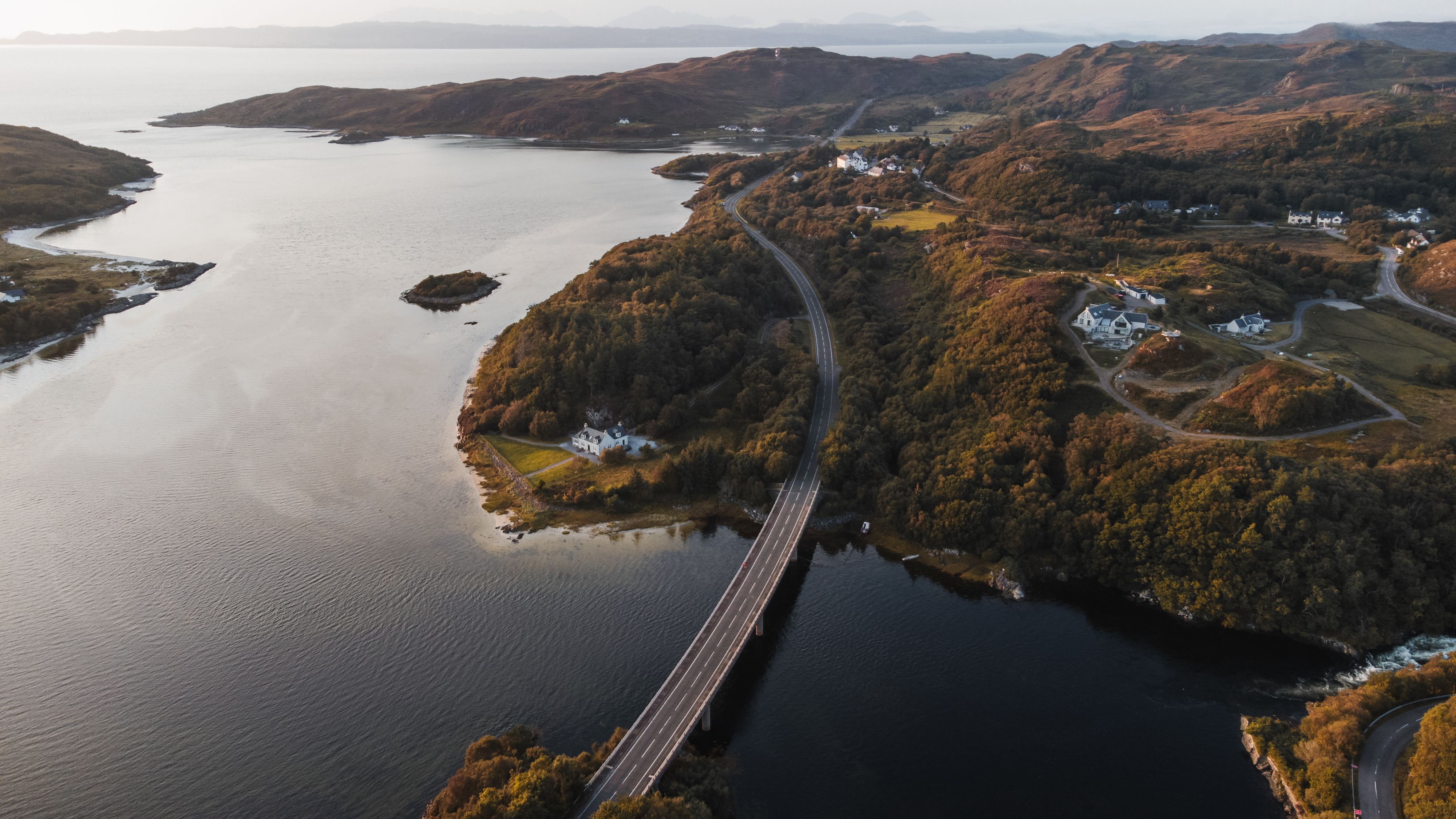Aerial View of Scenic Scottish Landscape with Bridge · Free Stock Photo