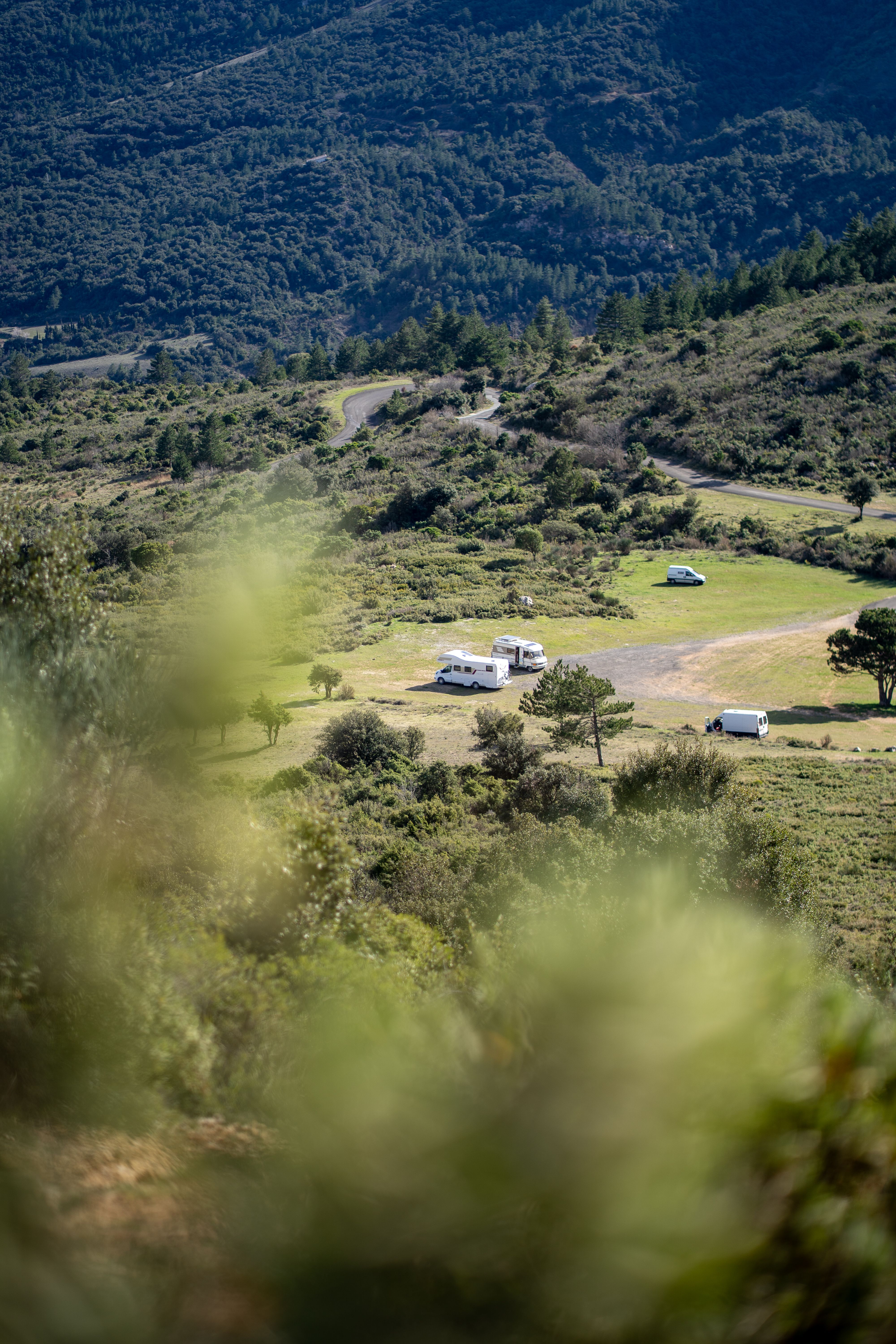 Scenic Mountain Landscape with Camper Vans · Free Stock Photo