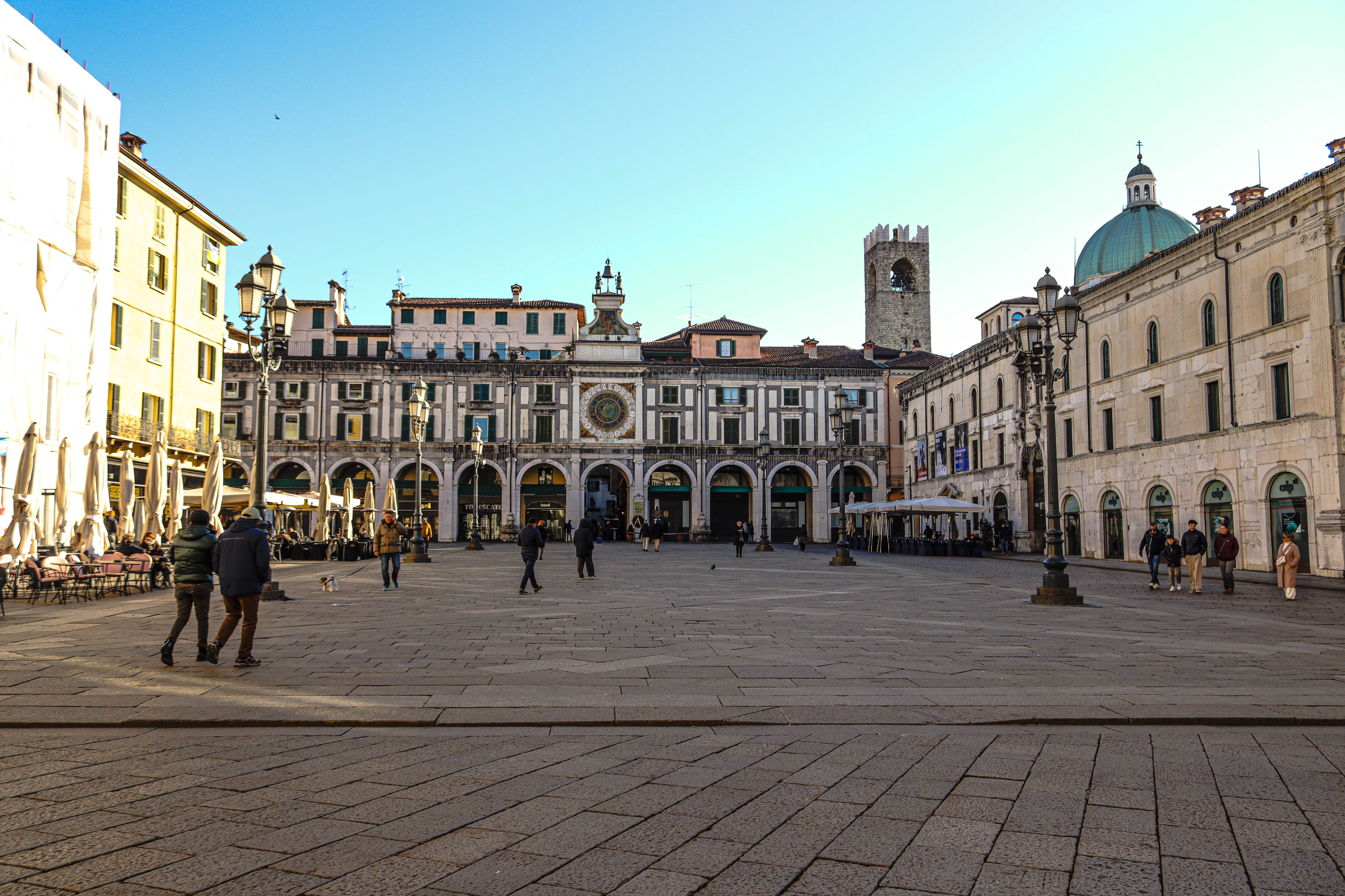 Historic Italian Plaza with Clock Tower View · Free Stock Photo