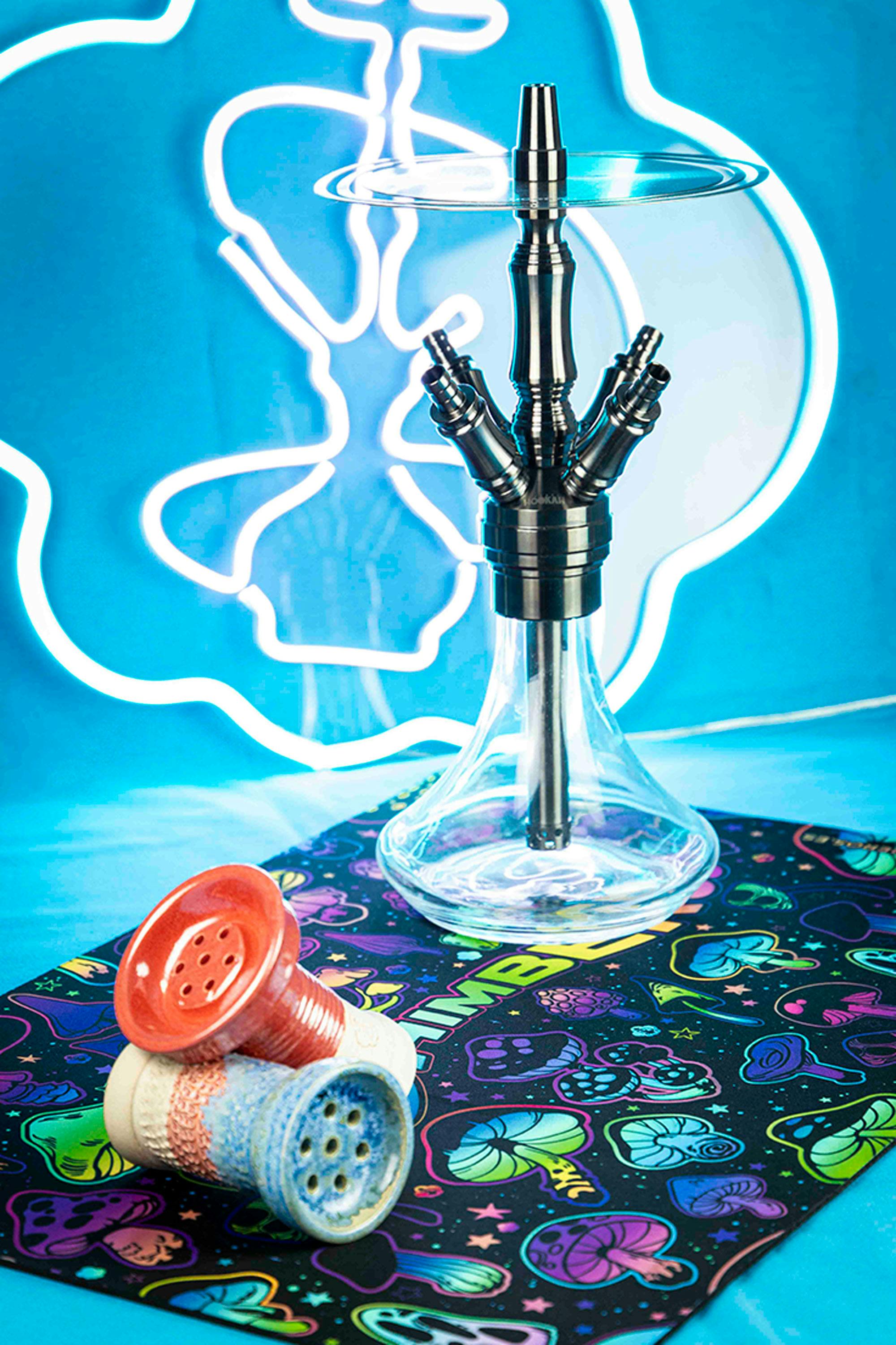 Modern Hookah Set Against Neon Background · Free Stock Photo