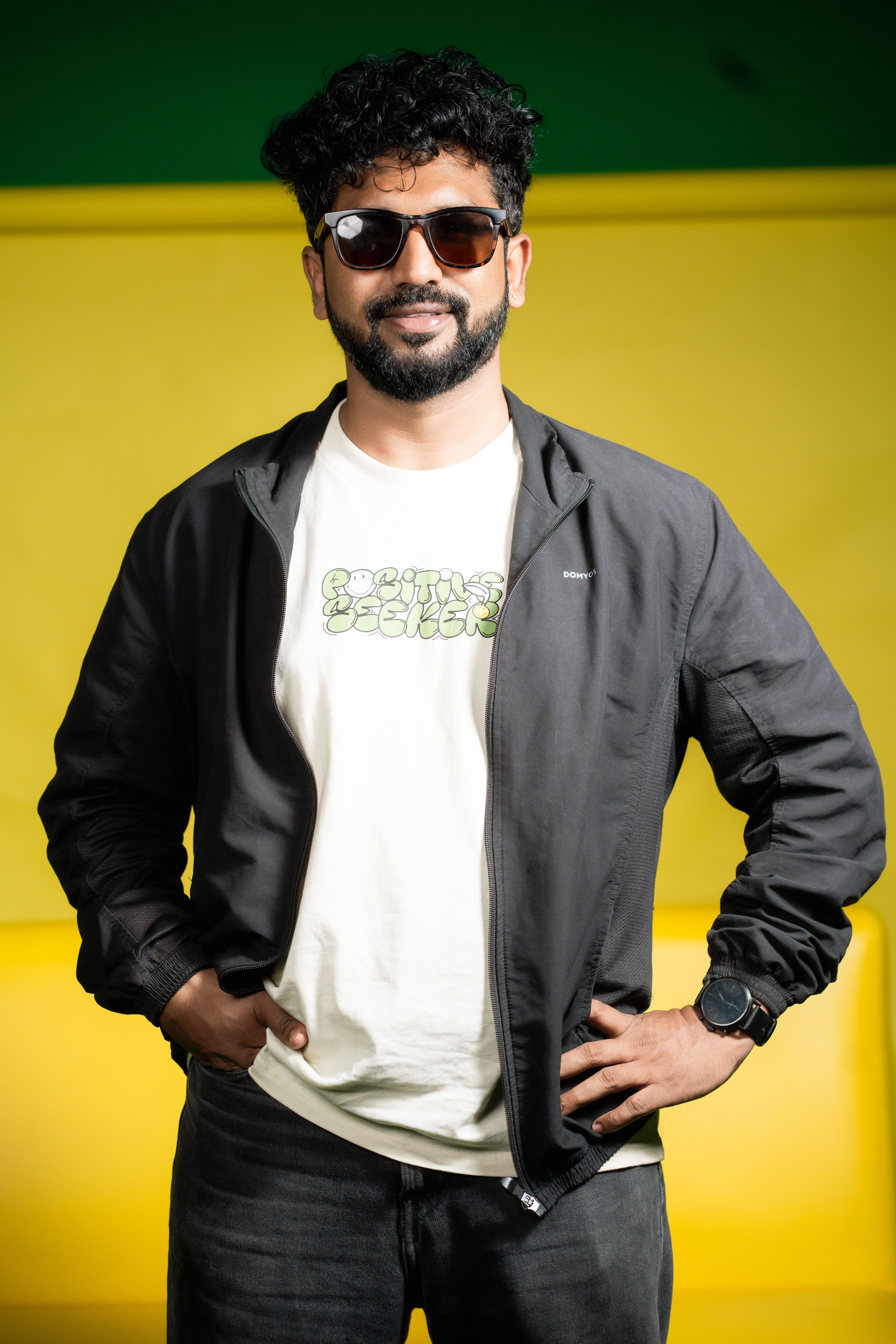 Casual Male Portrait in Vibrant Studio Setting · Free Stock Photo