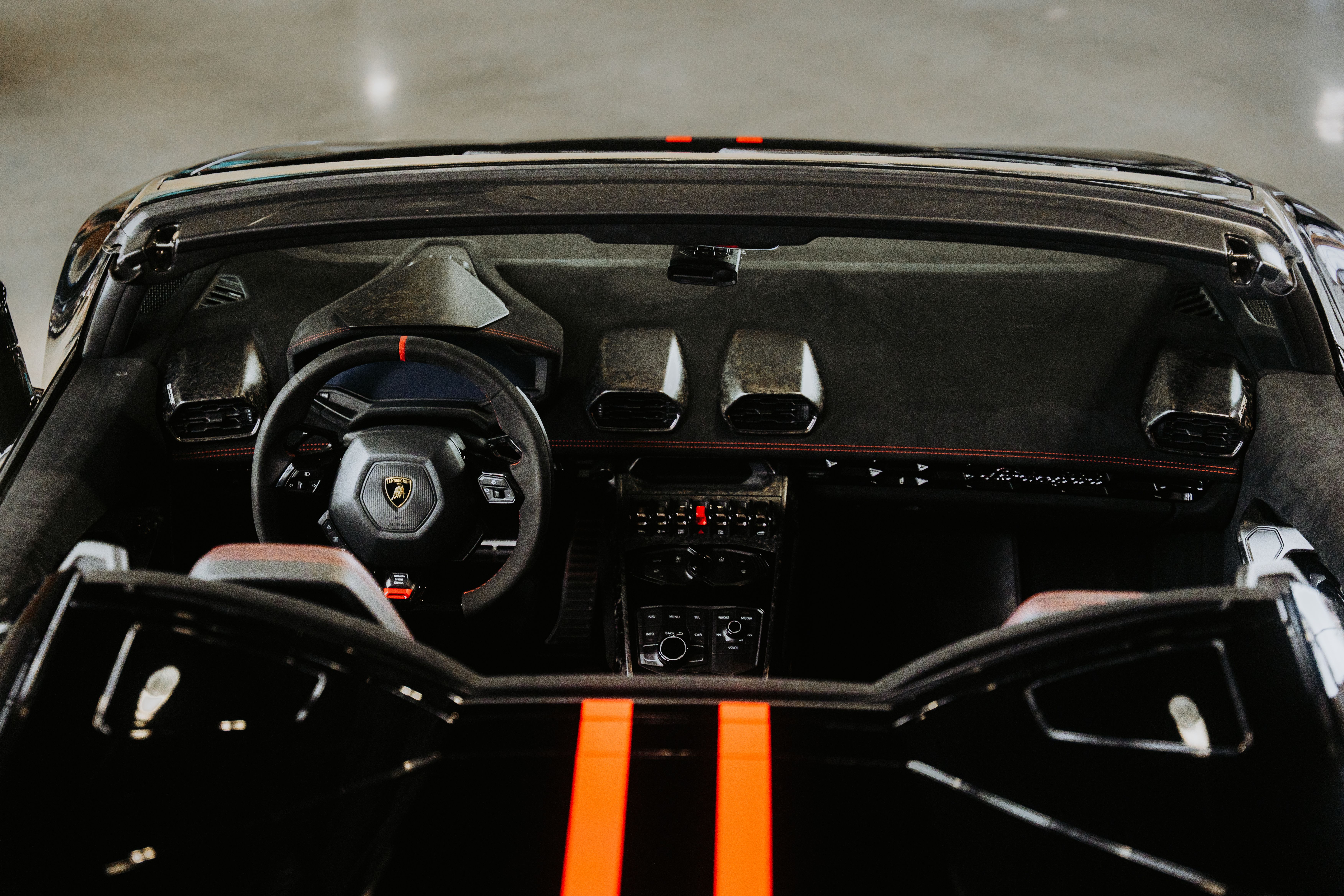 Luxury Sports Car Interior with Steering Wheel and Dashboard · Free ...