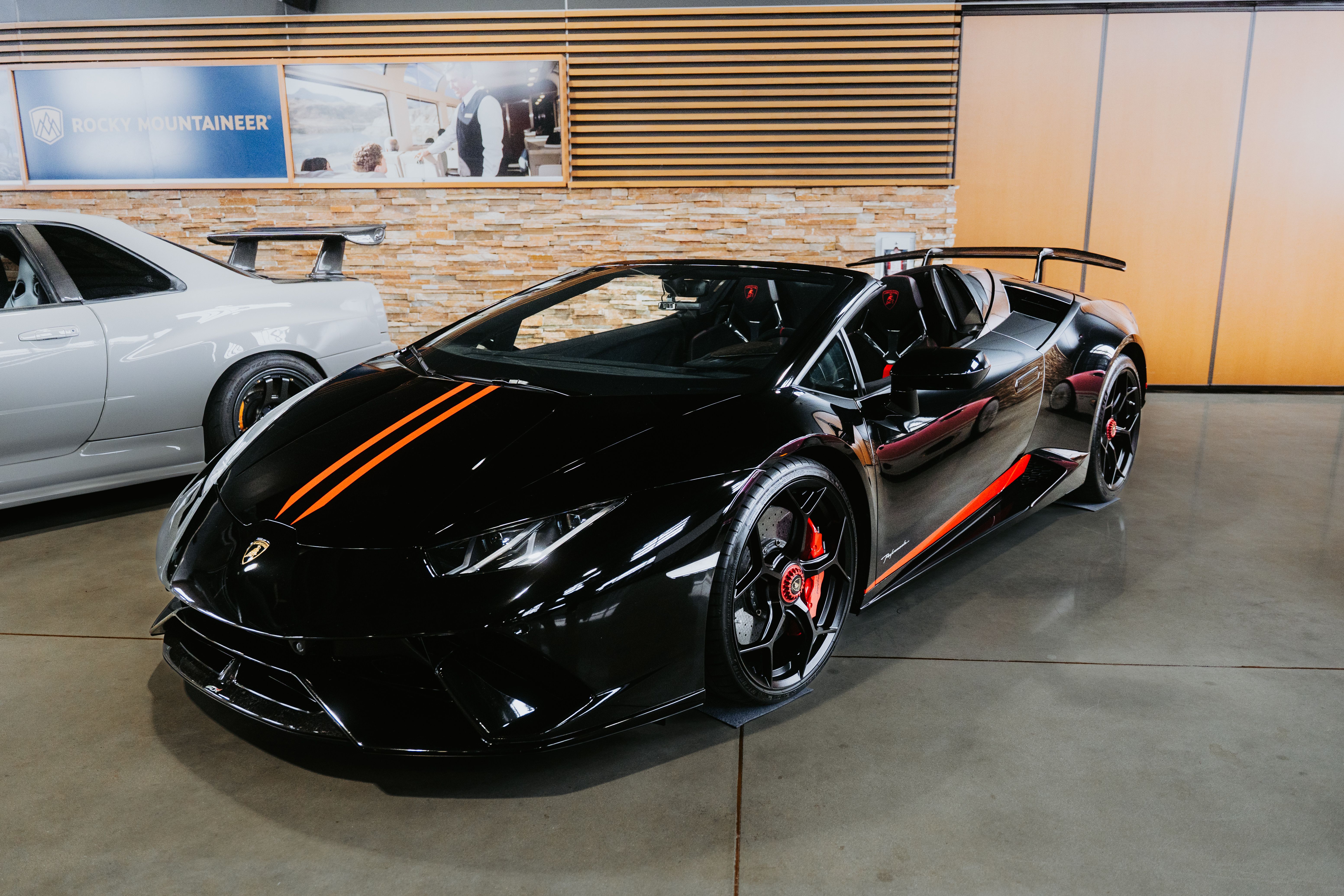 Modern Lamborghini Aventador Luxury Sports Car with Doors up Parked in ...