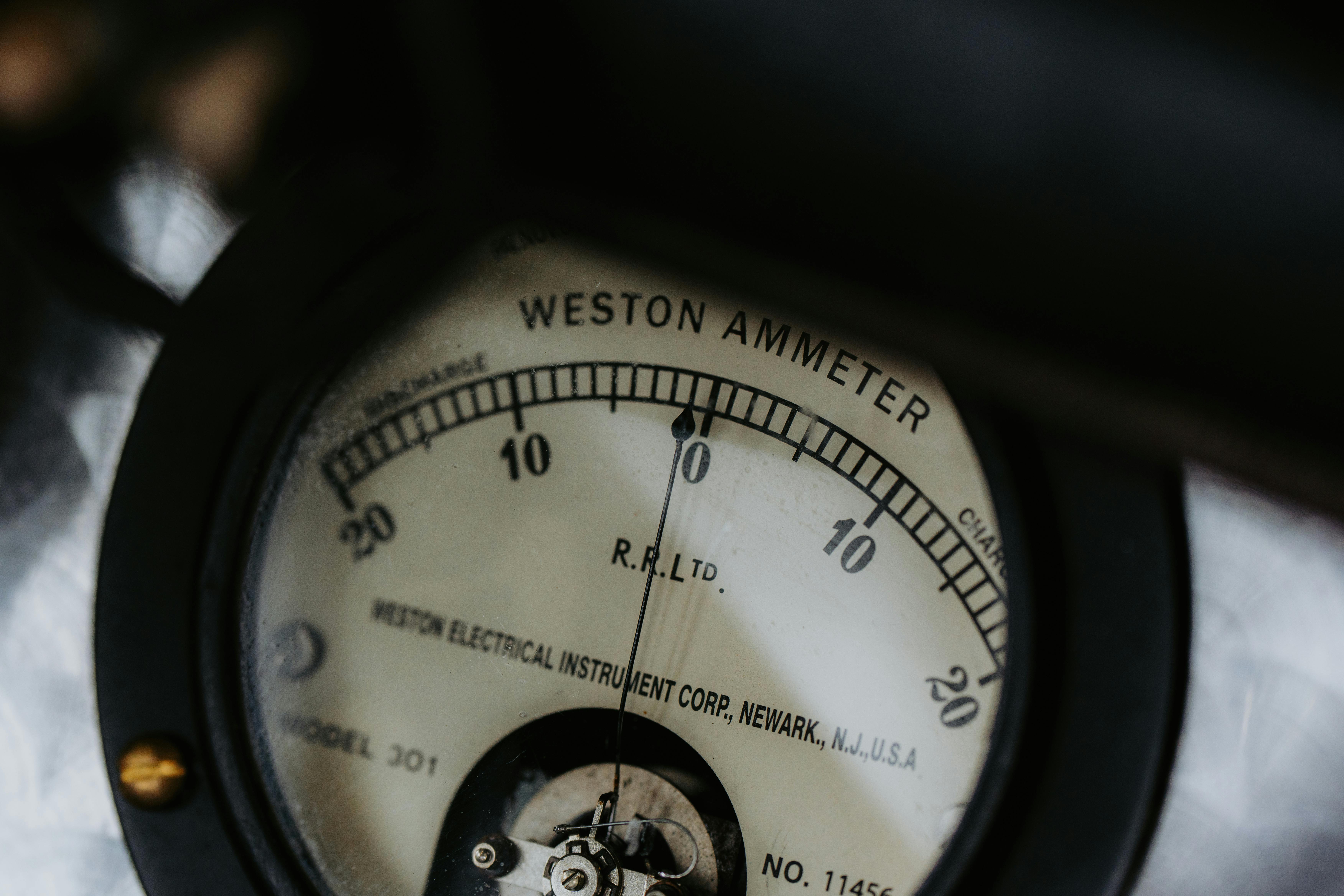 Close-up of Vintage Weston Ammeter Gauge · Free Stock Photo