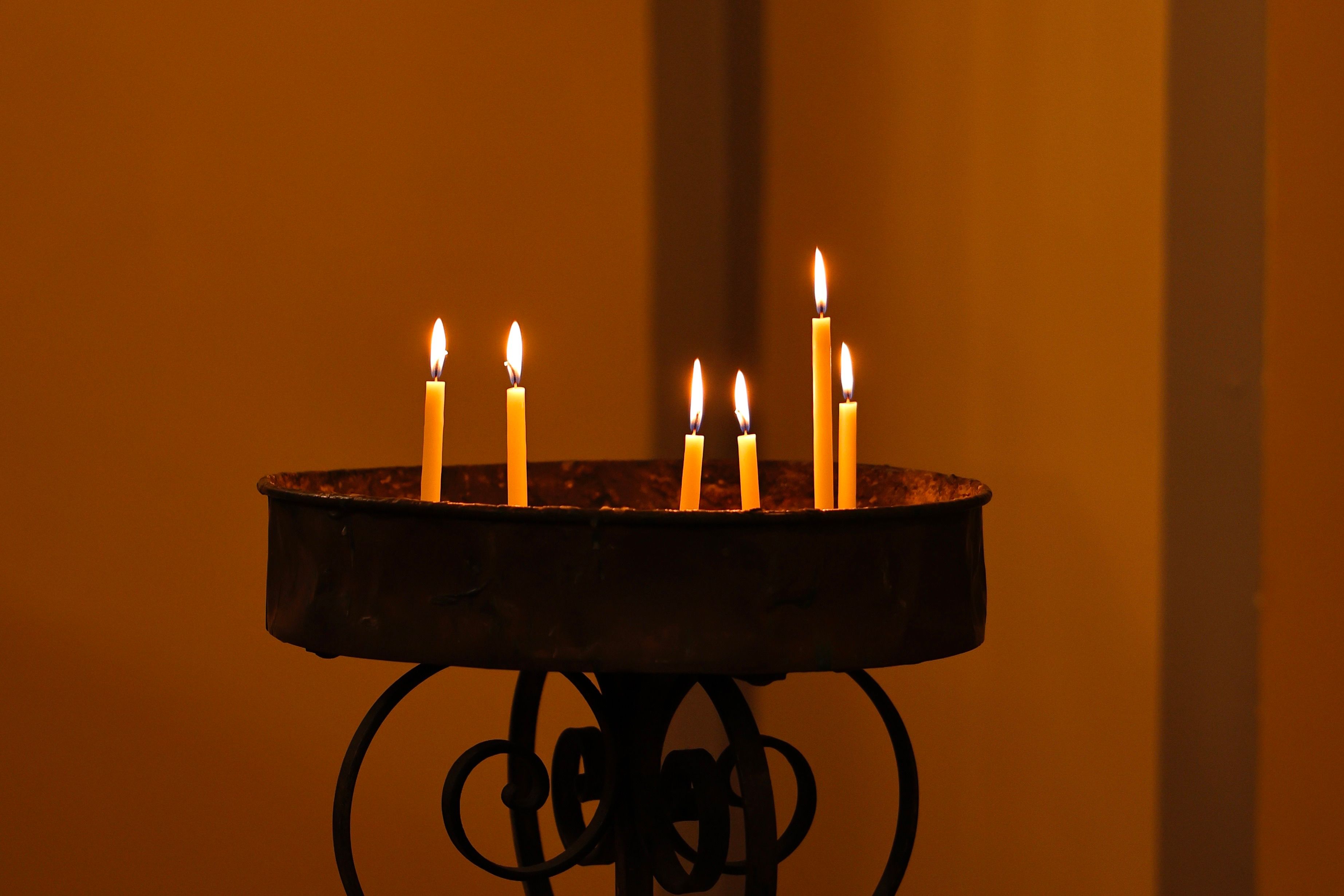 Rustic Candlelit Ceremony with Seven Candles · Free Stock Photo